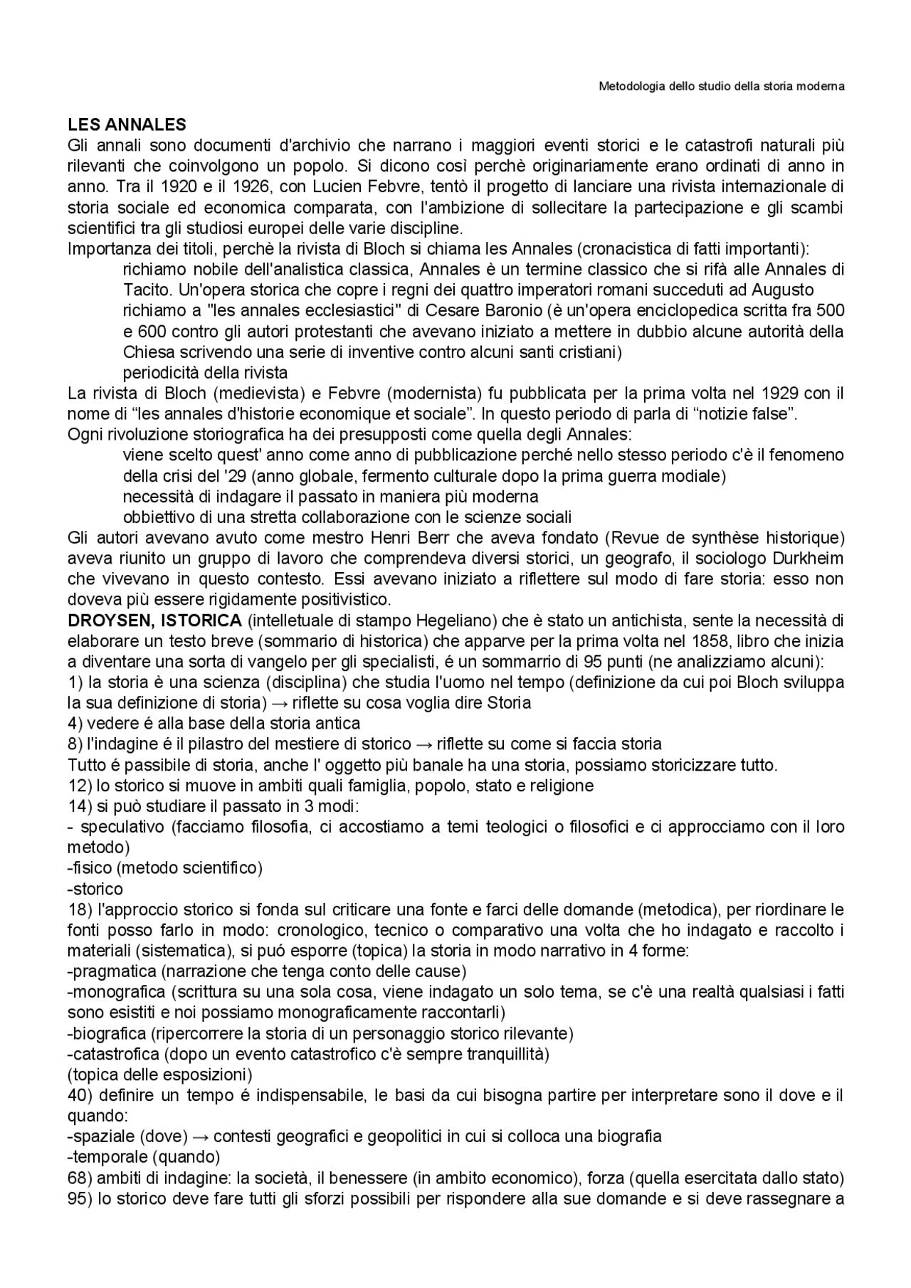 Appunti di Metodologia dello studio della storia - Docsity