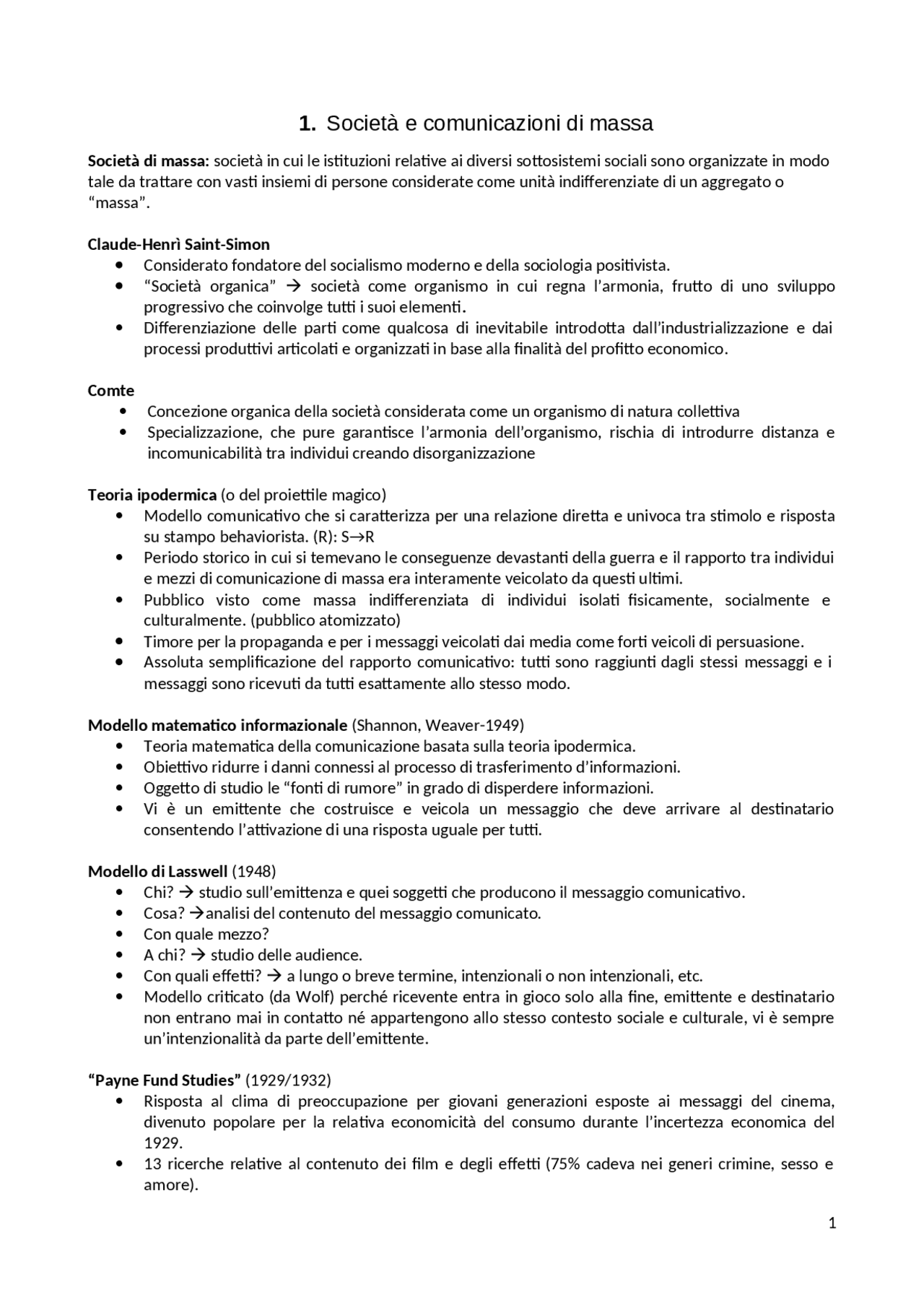 Le Teorie Della Comunicazioni Di Massa E La Sfida Digitale Docsity