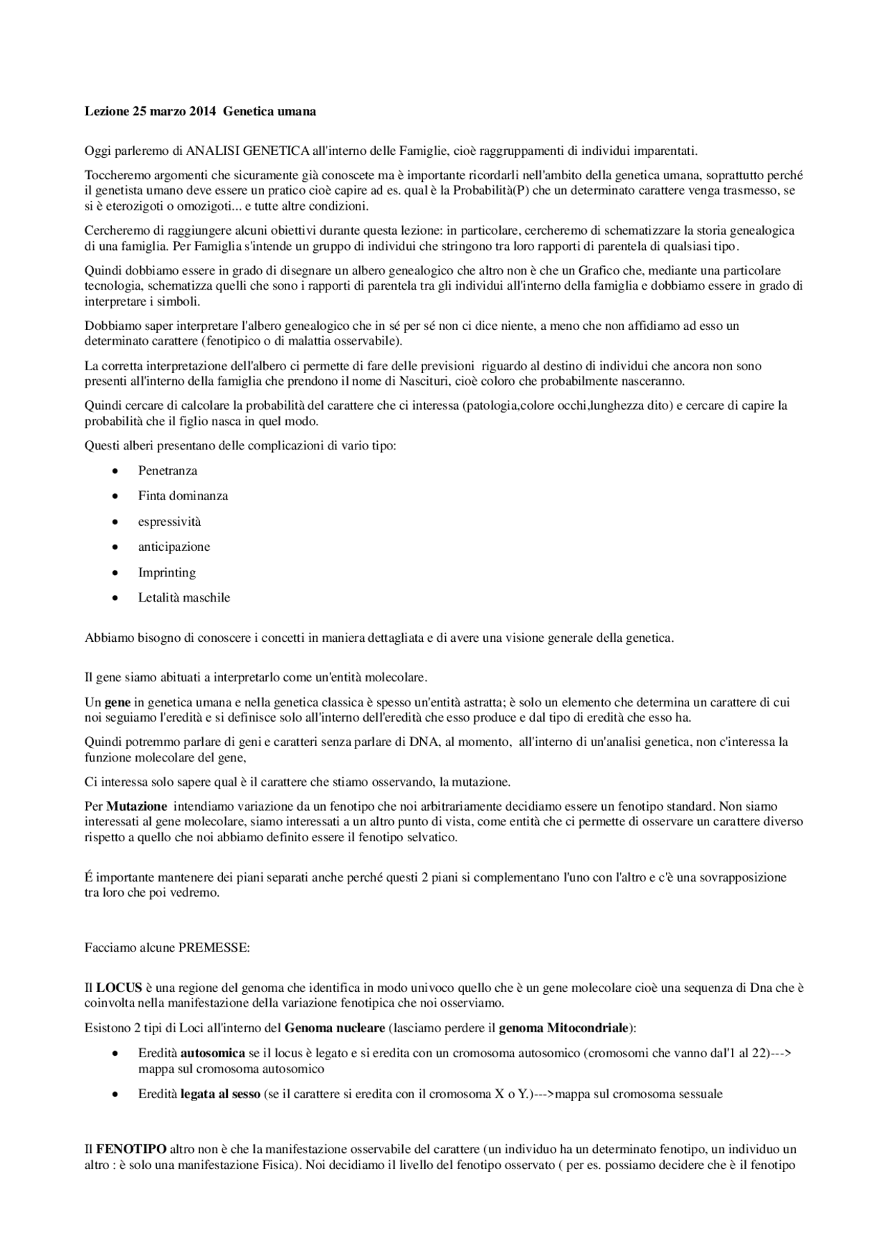 Quarta Lezione Genetica Umana Docsity