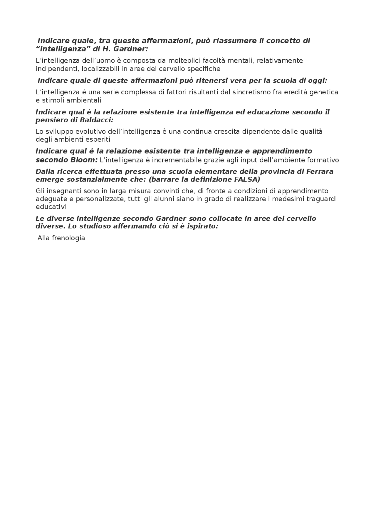 Domande Esame Docimologia Ped 04 Università Telematica Pegaso Docsity