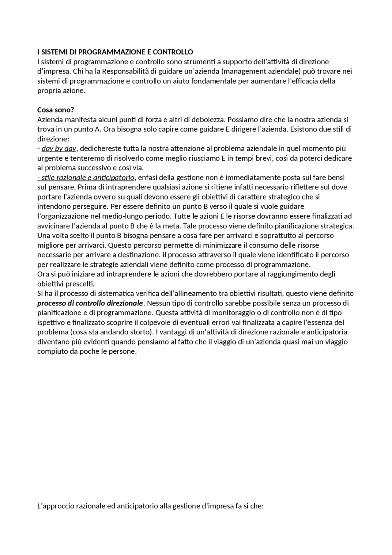 Programmazione E Controllo Docsity