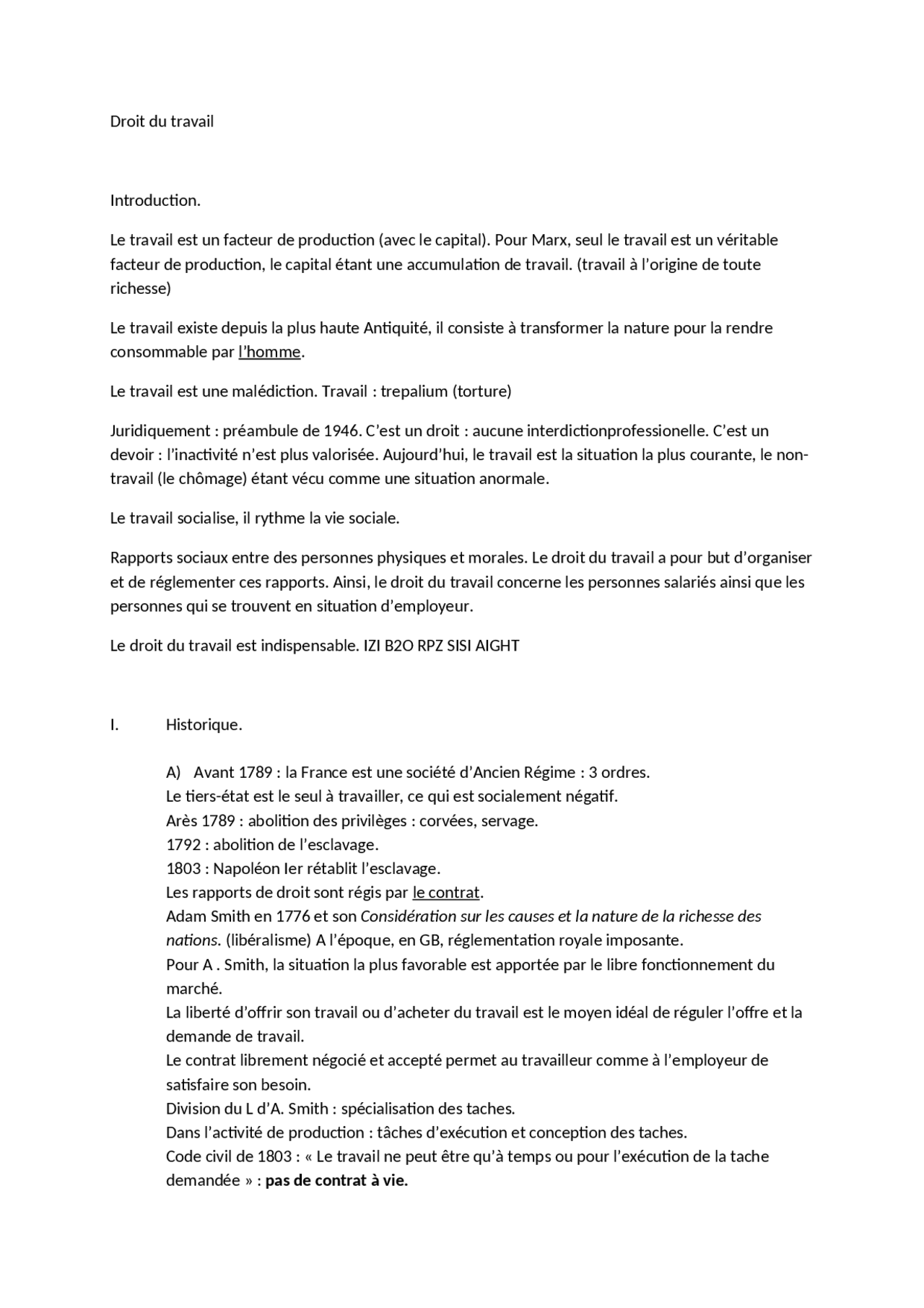 Droit Du Travail Partie 1 Docsity