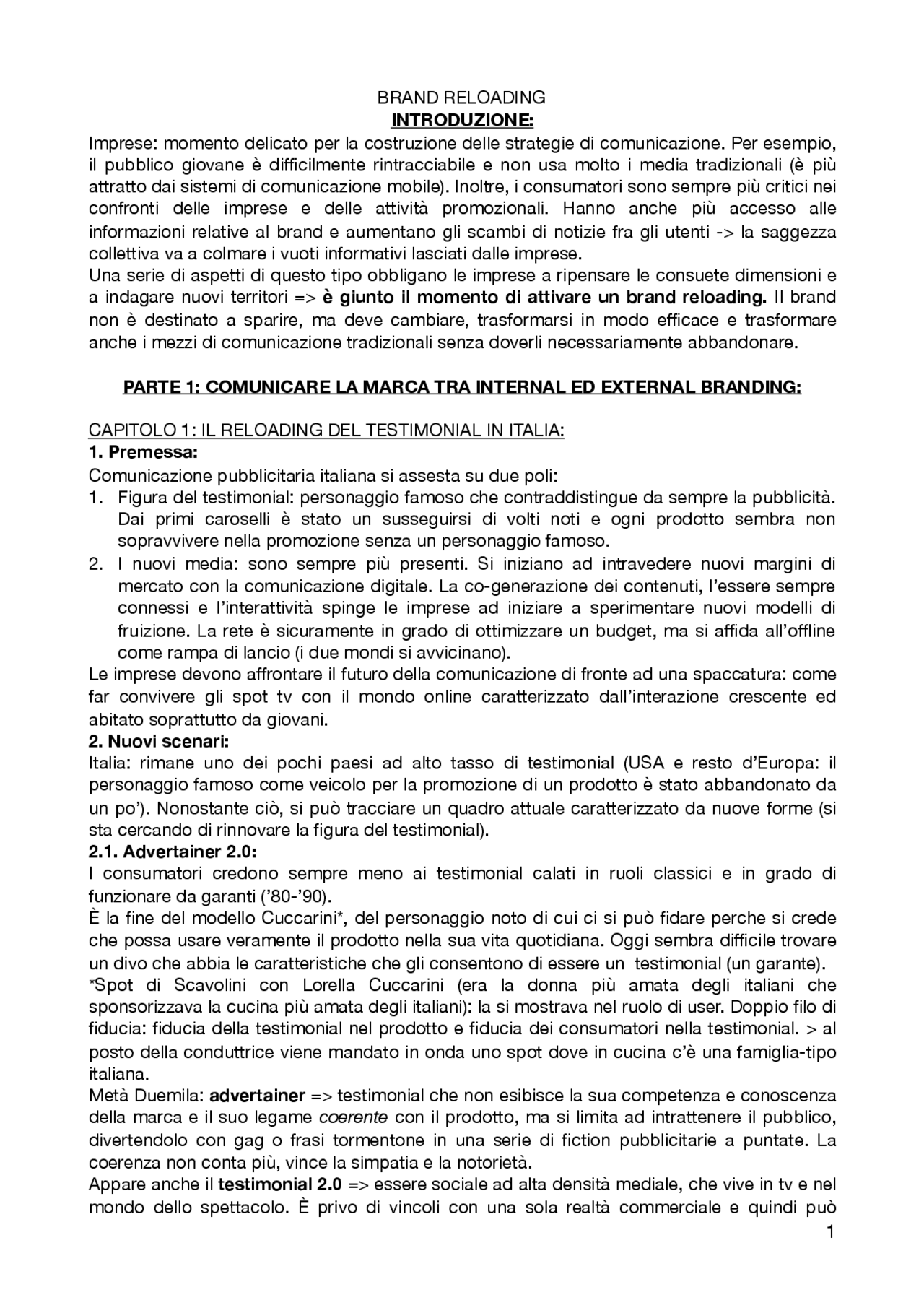 Riassunto Slow Brand Libro Docsity