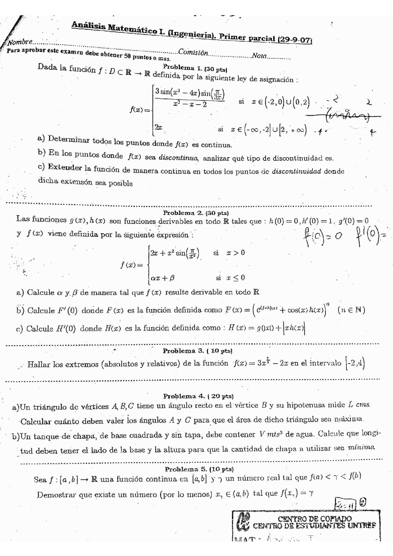 Parcial Análisis Matemático Docsity