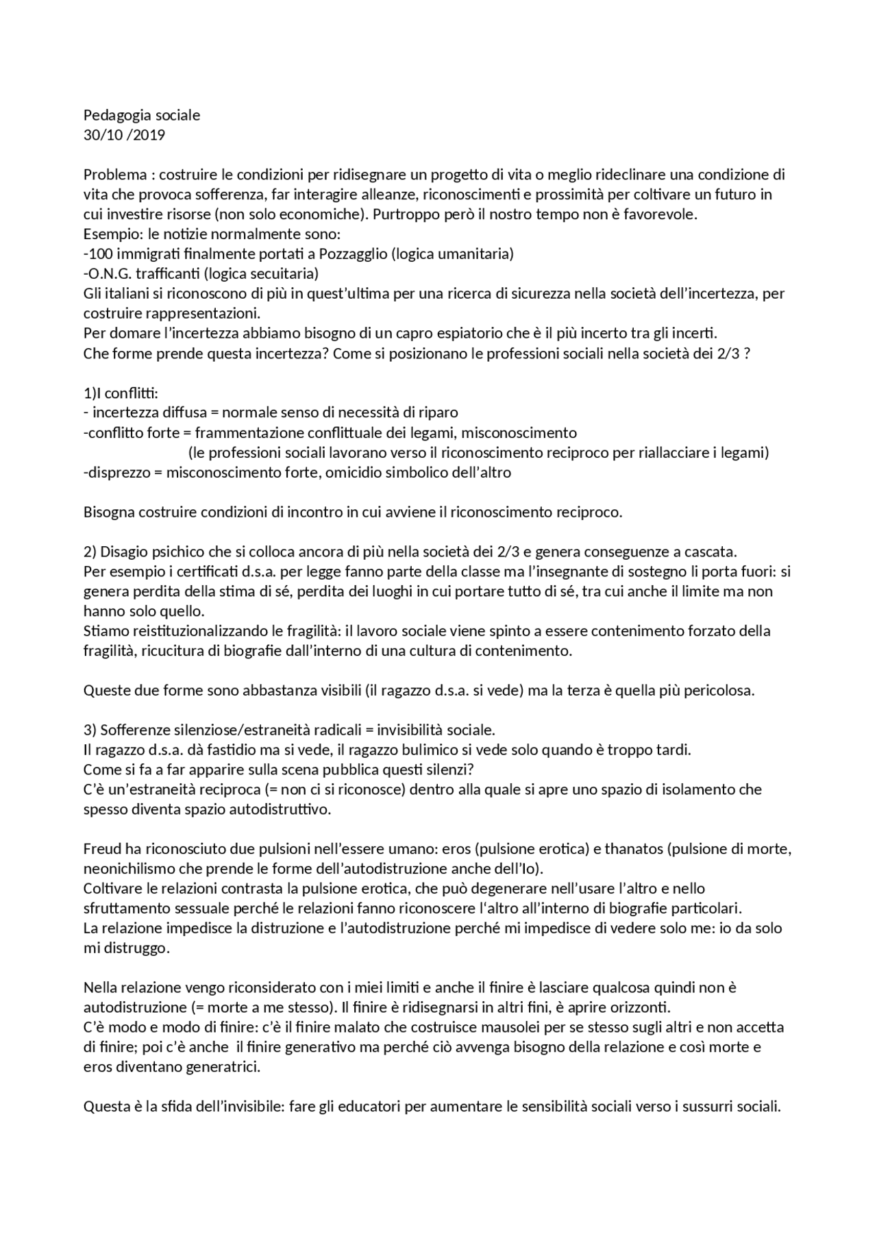 Appunti Delle Lezioni Di Pedagogia Sociale Docsity