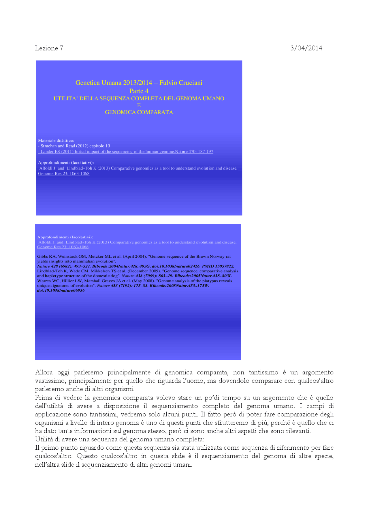 Settima Lezione Genetica Umana Docsity