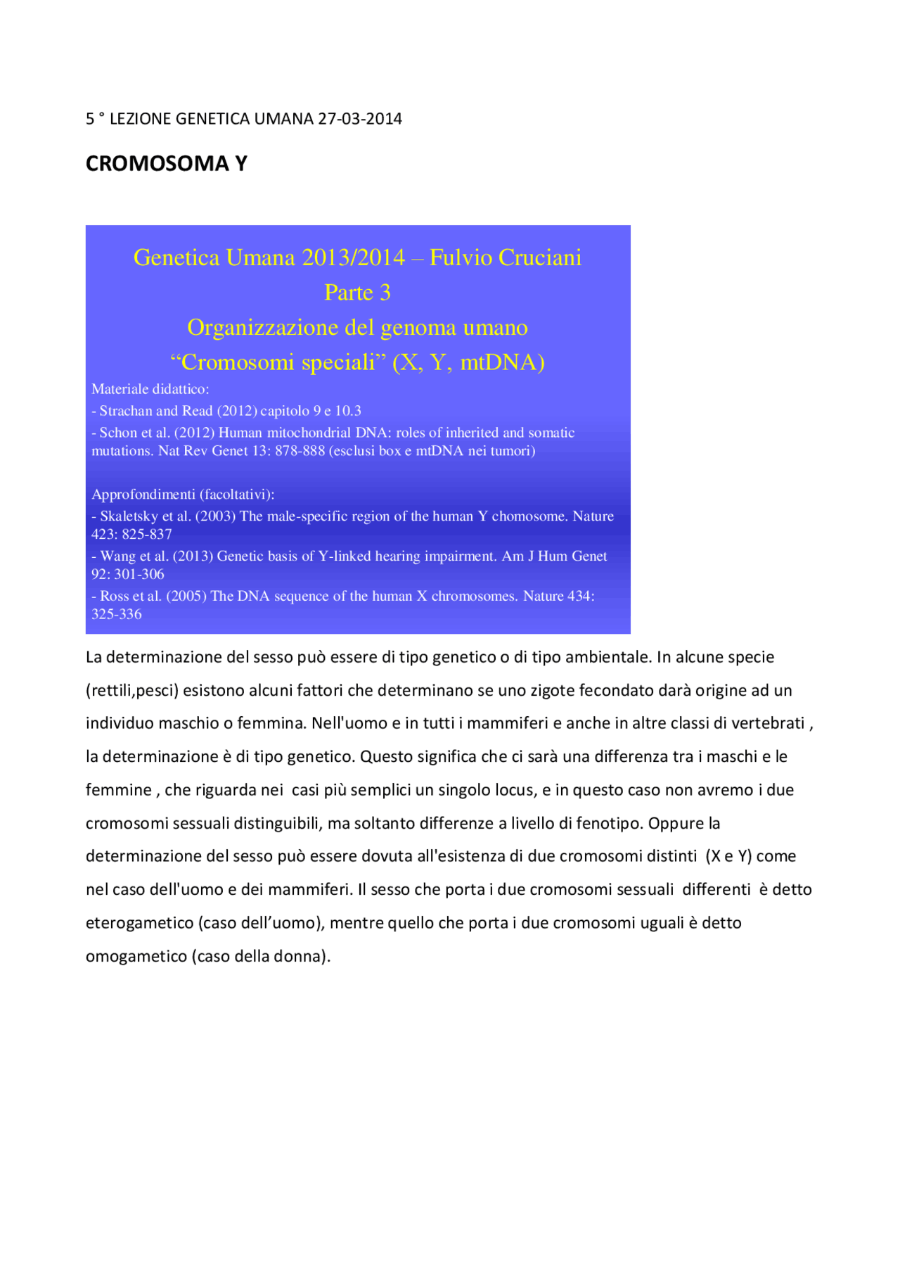 Quinta Lezione Genetica Umana Docsity