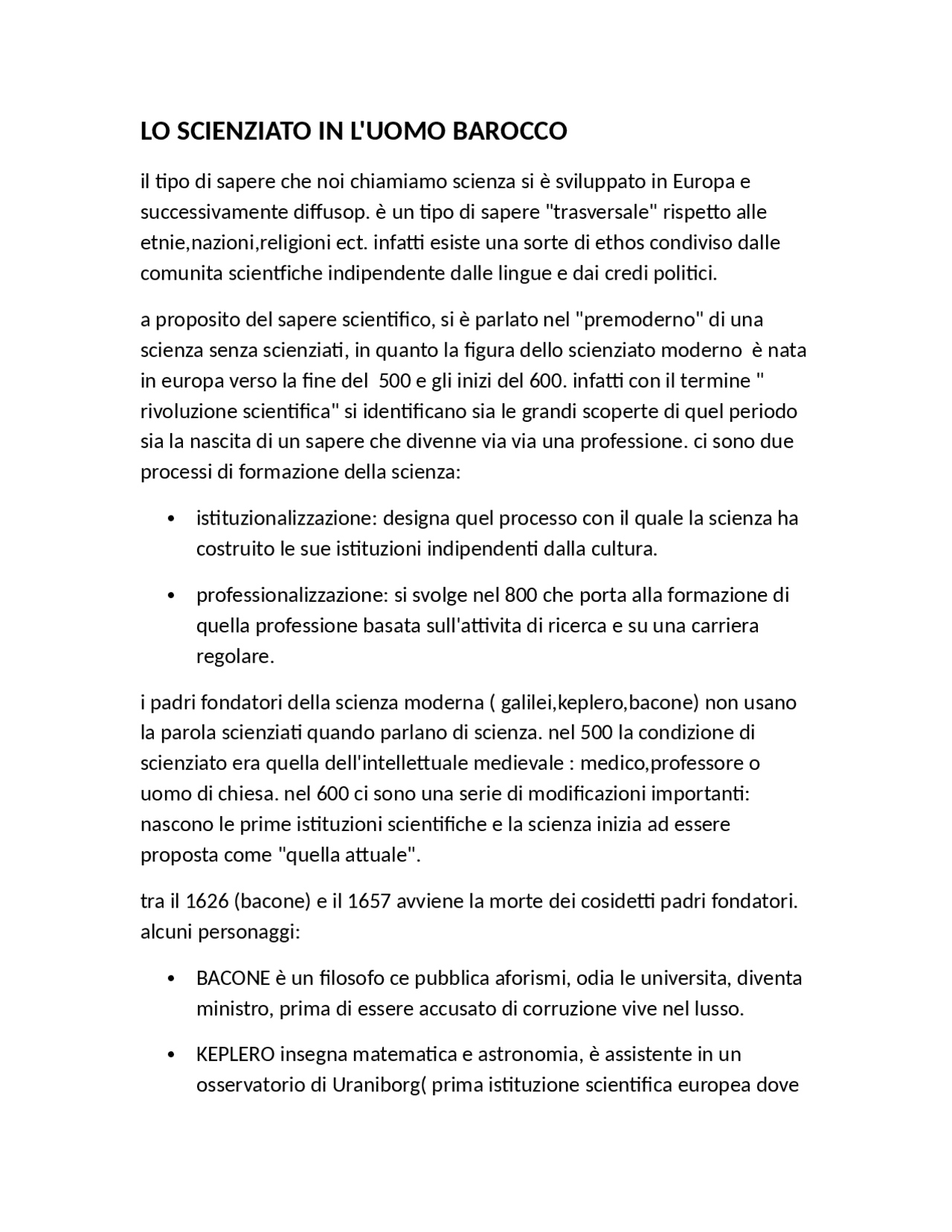 Lo Scienziato In Luomo Barocco Docsity