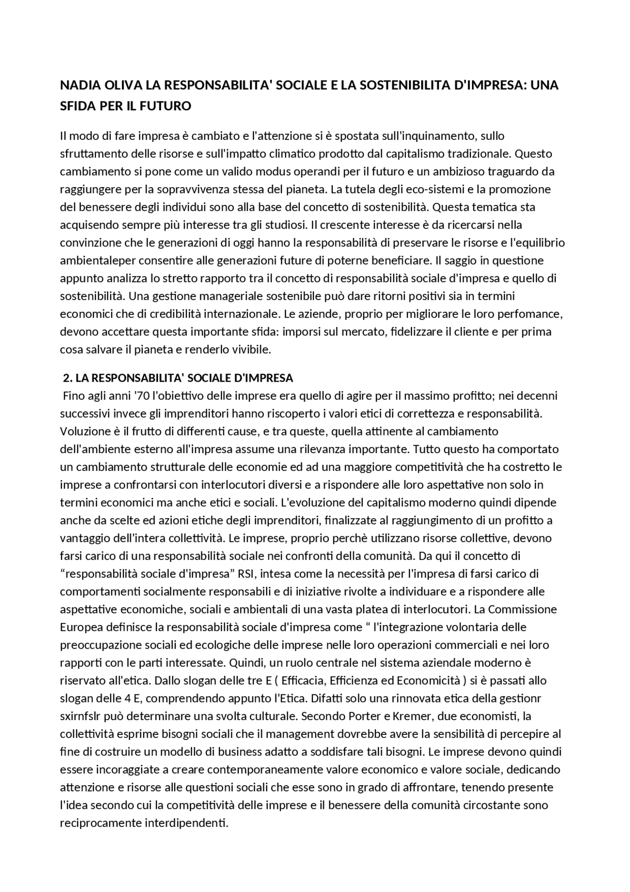 Sostenibilità Finanziaria Docsity