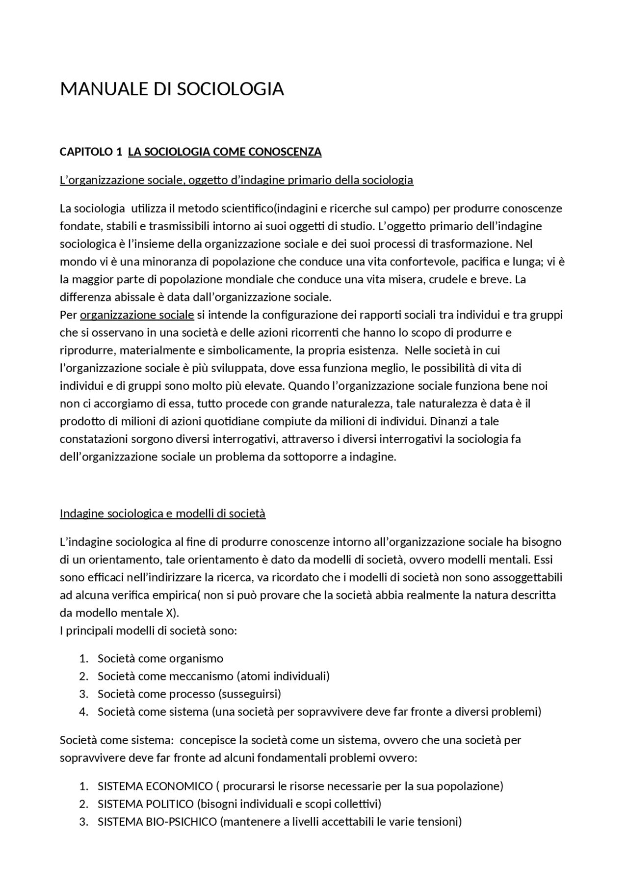 Manuale Di Sociologia Docsity