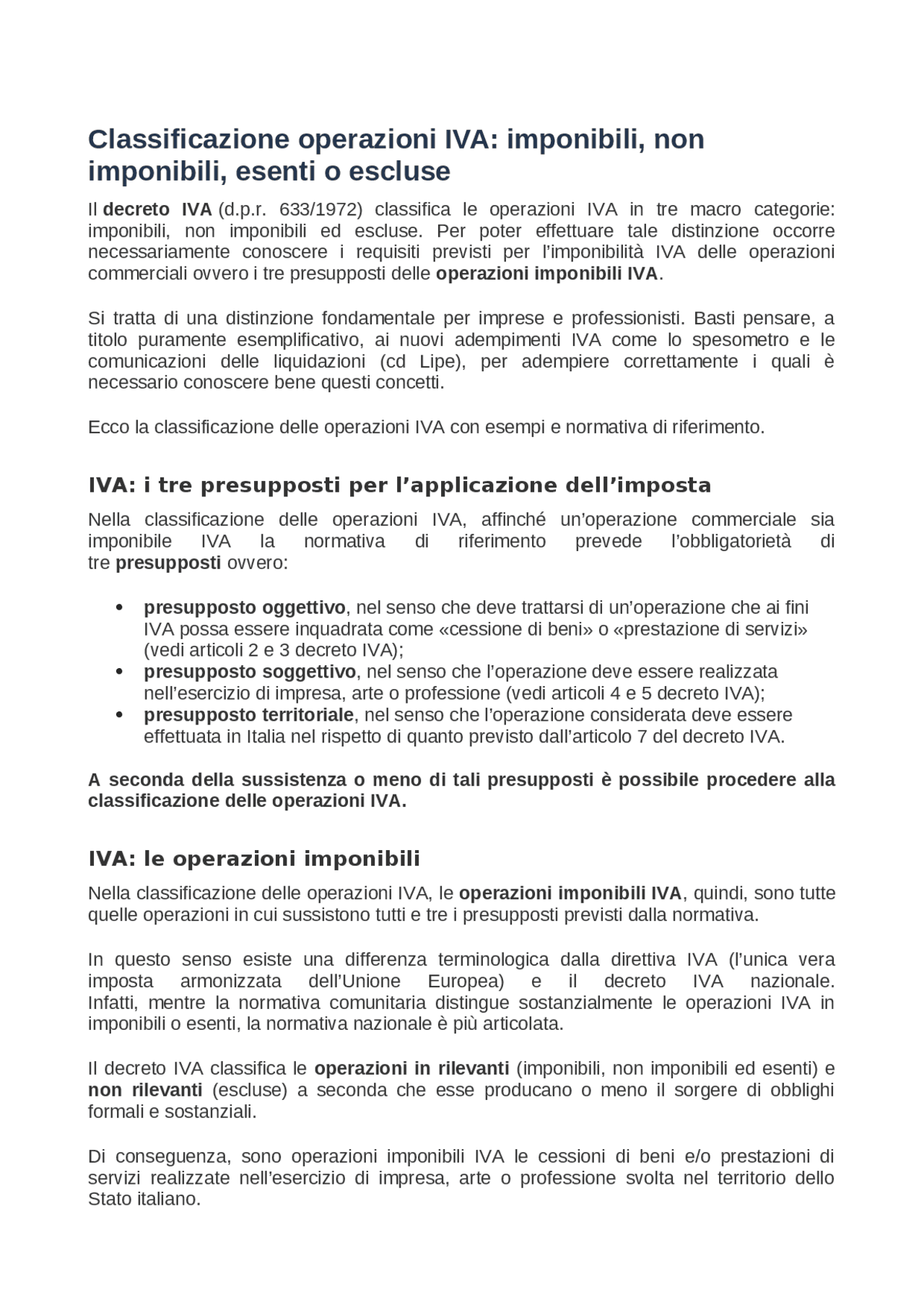 Imposta Sul Valore Aggiunto Docsity