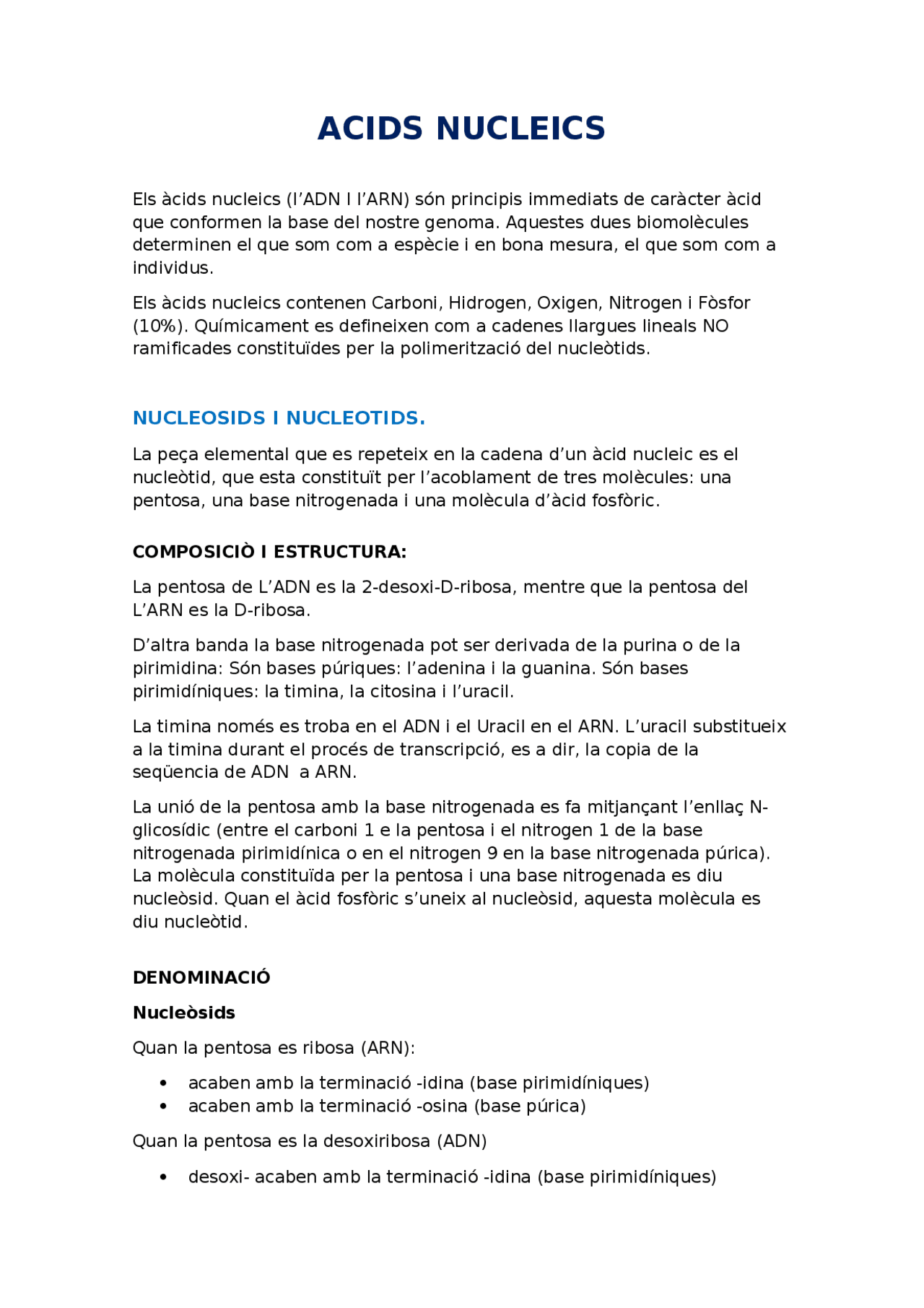 àcids Nucleics I Adn Docsity