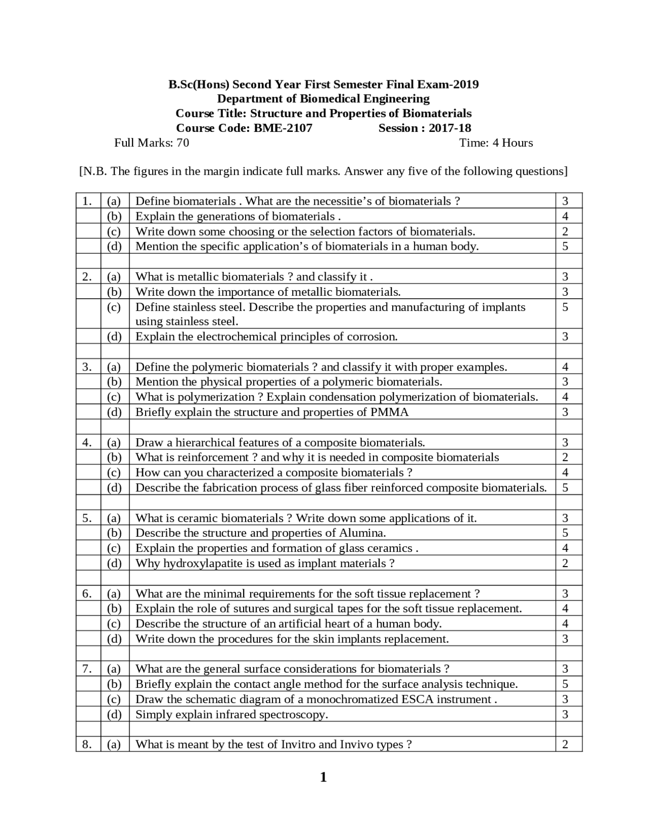 Semester Final Questions Docsity