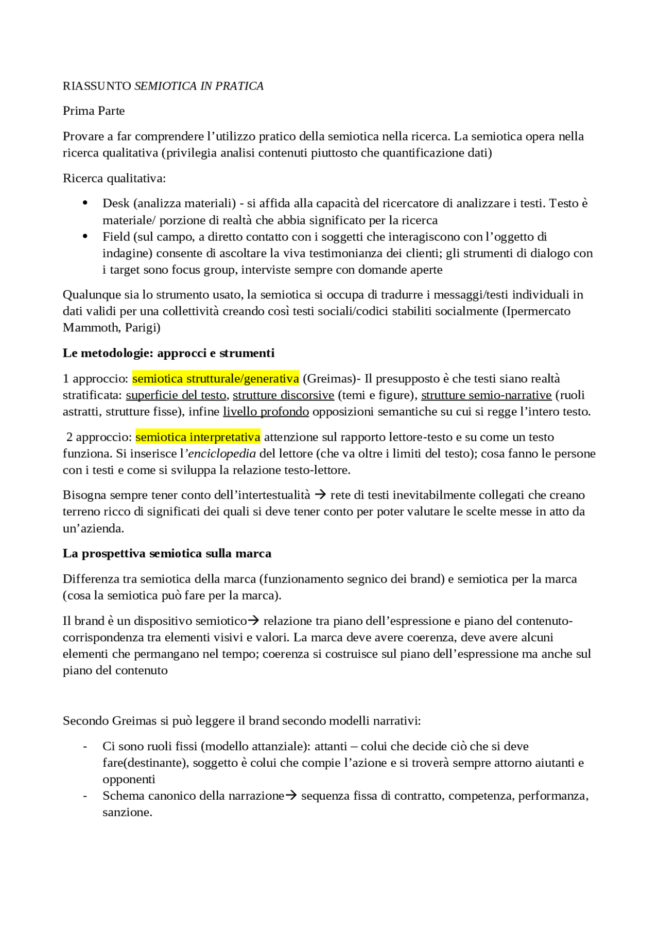 Semiotica In Pratica Docsity