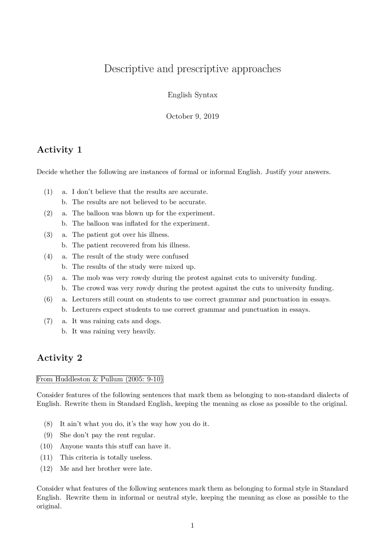 Prescriptivism in english syntax - Docsity