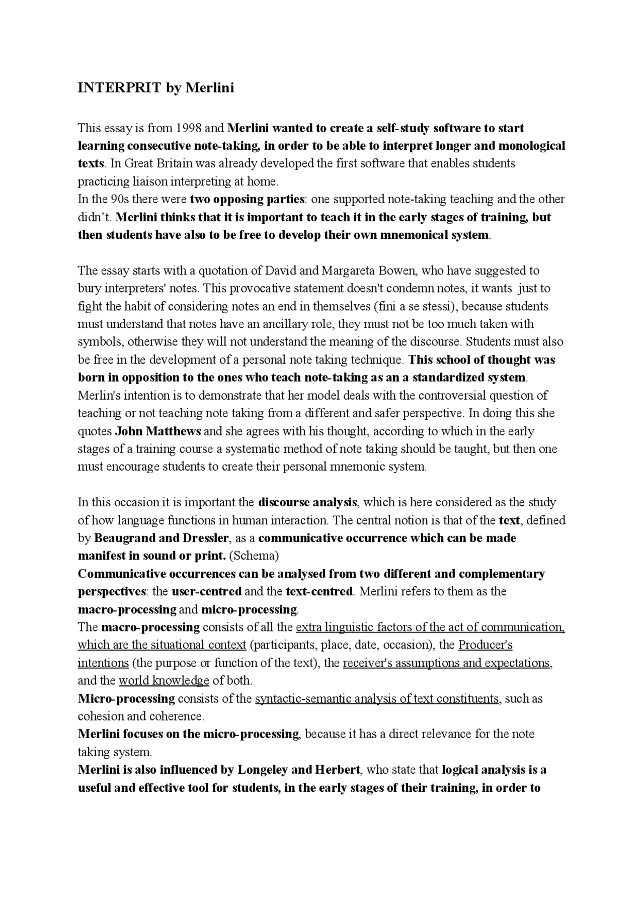 INTERPRIT by Merlini - Docsity