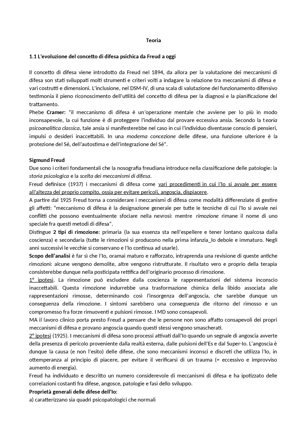 Riassunto Cap1 I Meccanismi Di Difesa Docsity