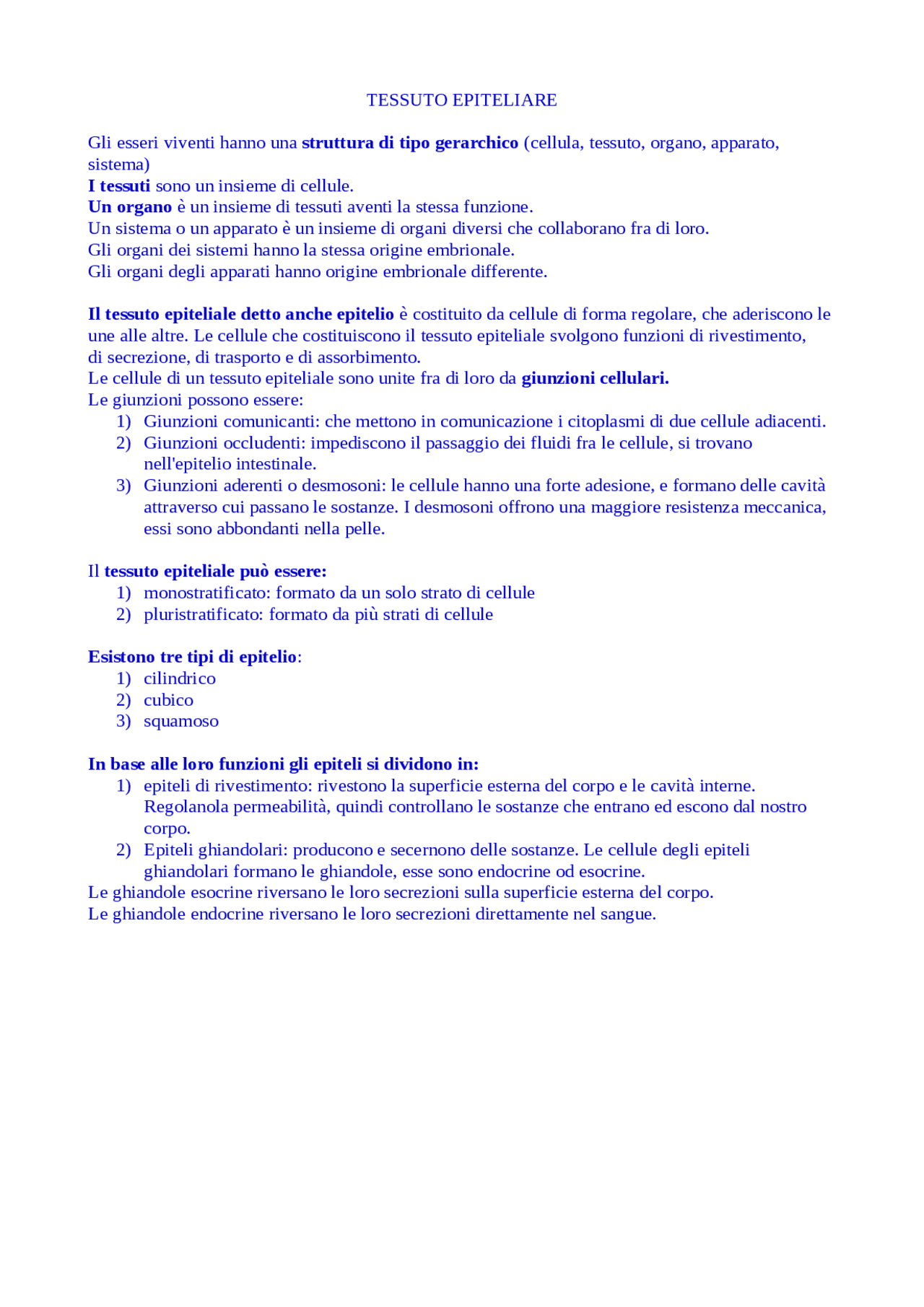 Appunti Tessuto Epiteliare Docsity