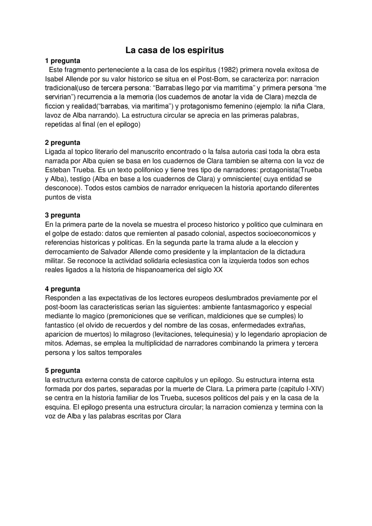 La casa de los espiritus - Docsity