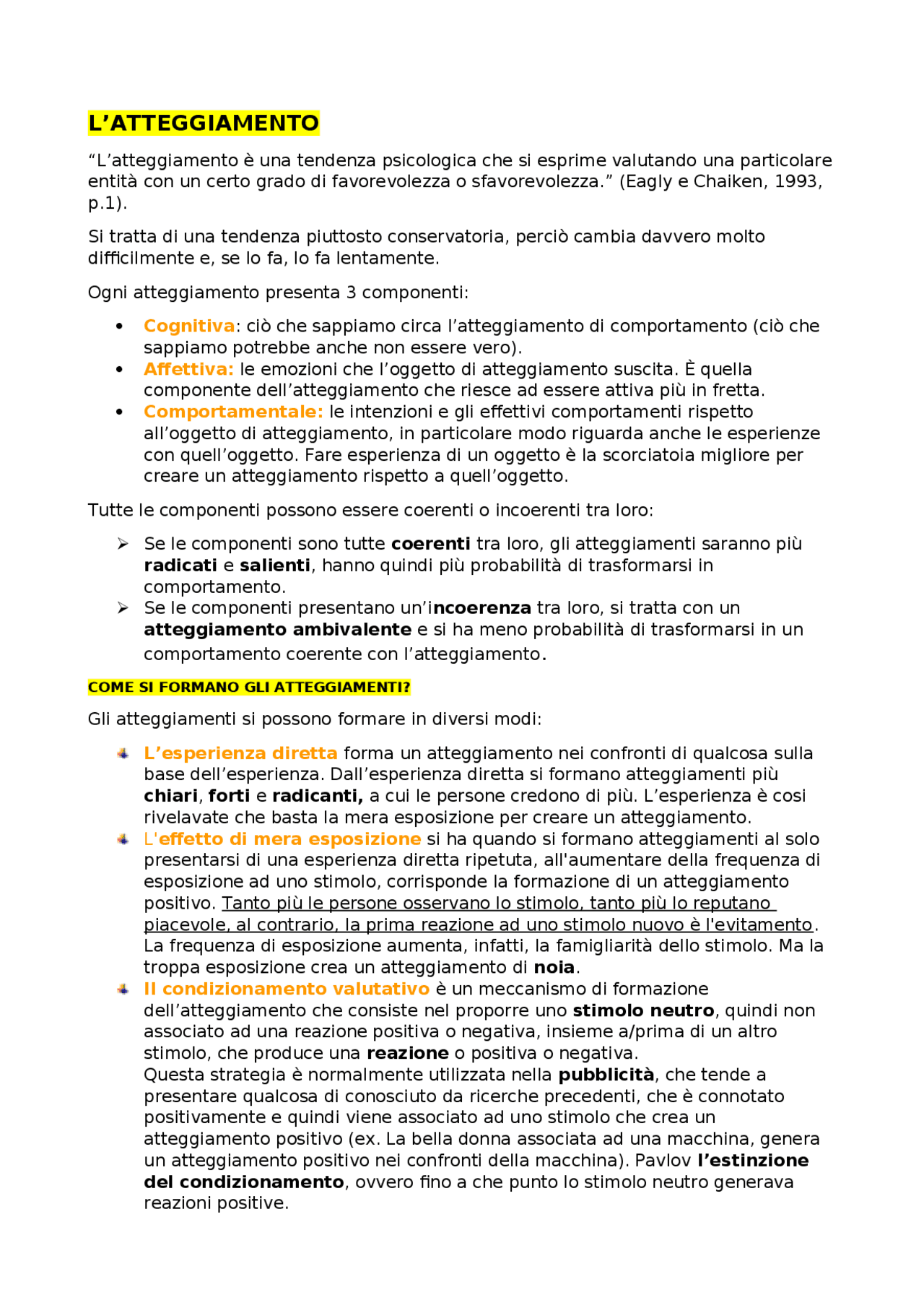 Psicologia Sociale Latteggiamento Docsity