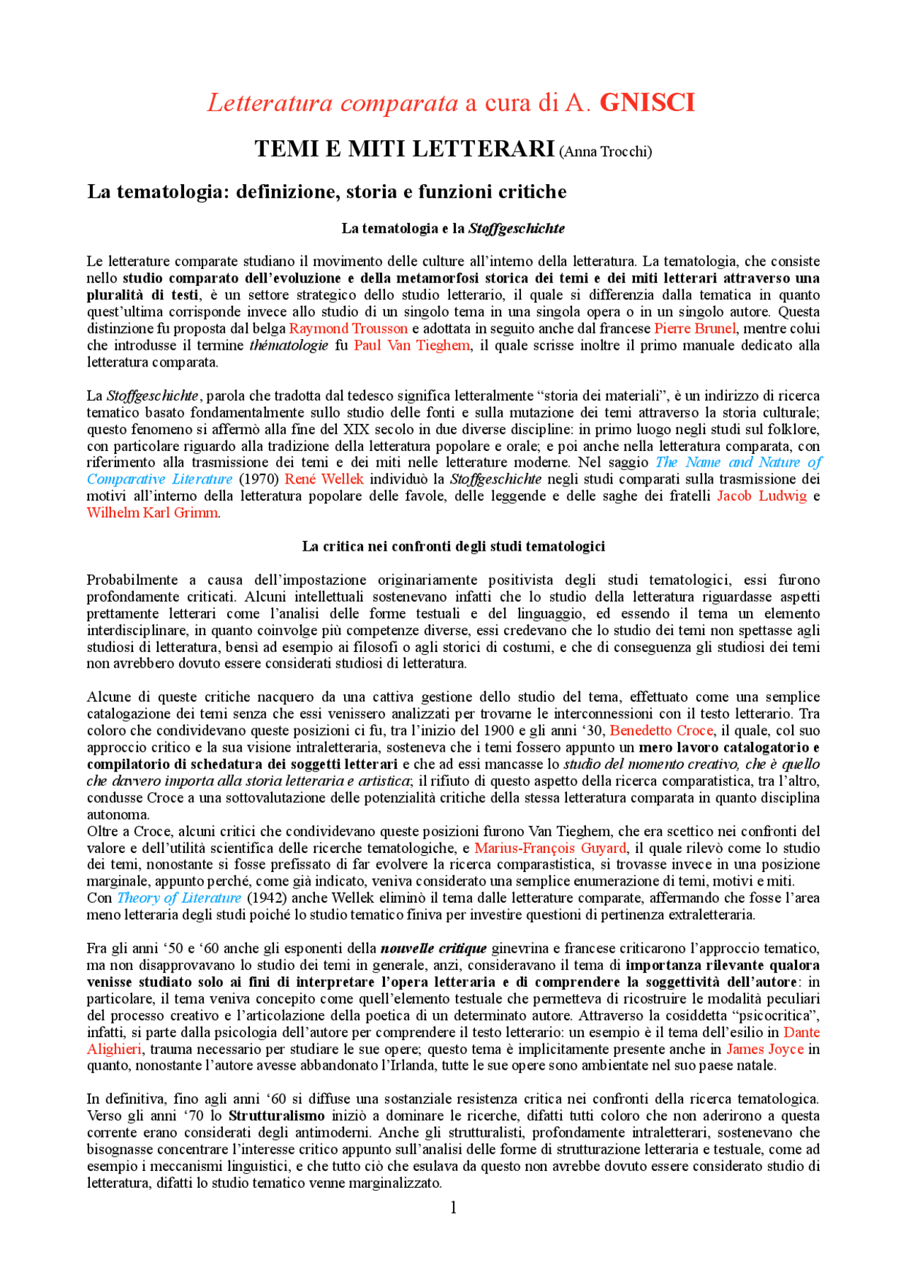 Letteratura Comparata A Cura Di A Gnisci Docsity