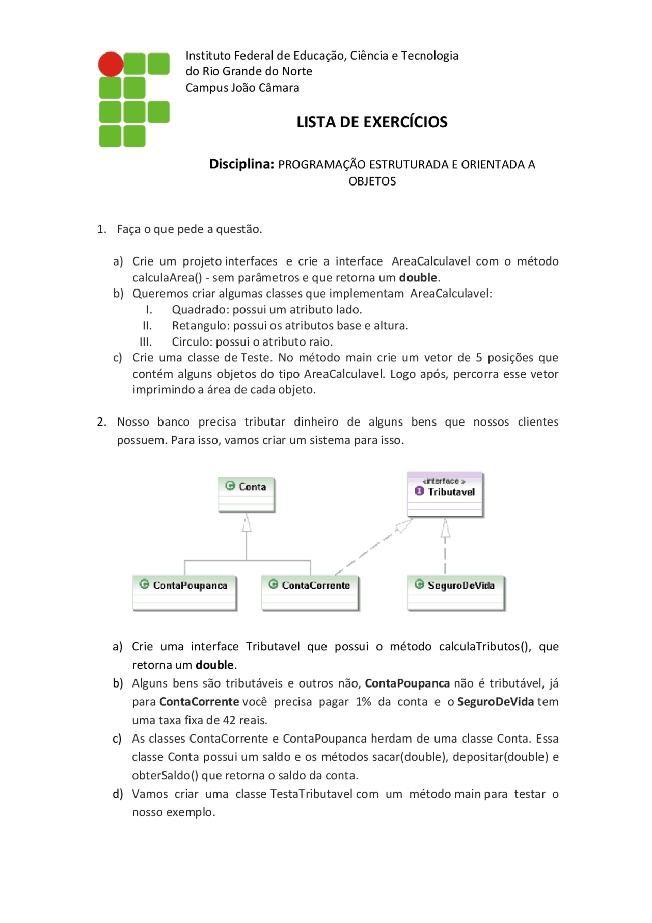 Introdução à Programação Java Exercícios Programação Para Java Docsity