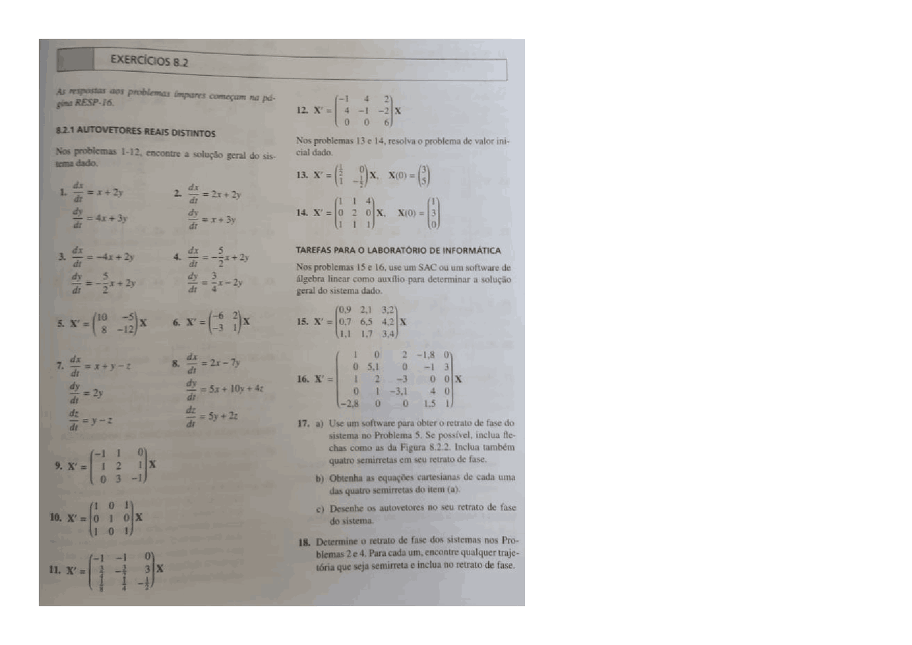 EDO - Sistemas homogêneos - Docsity