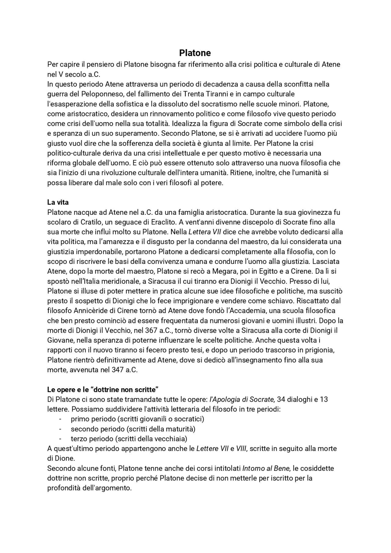 Appunti Di Filosofia Platone Appunti Di Filosofia Docsity