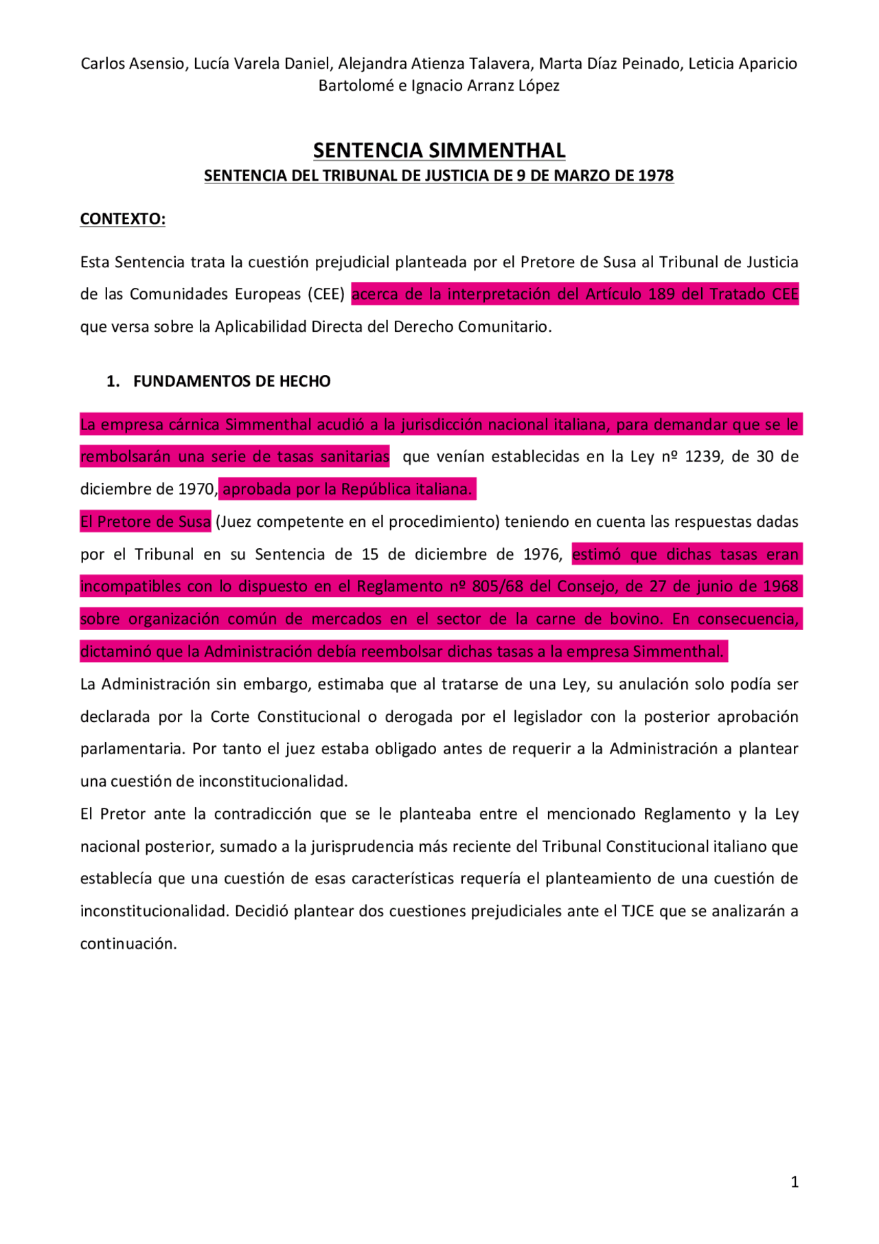 Sentencia Simmenthal Docsity