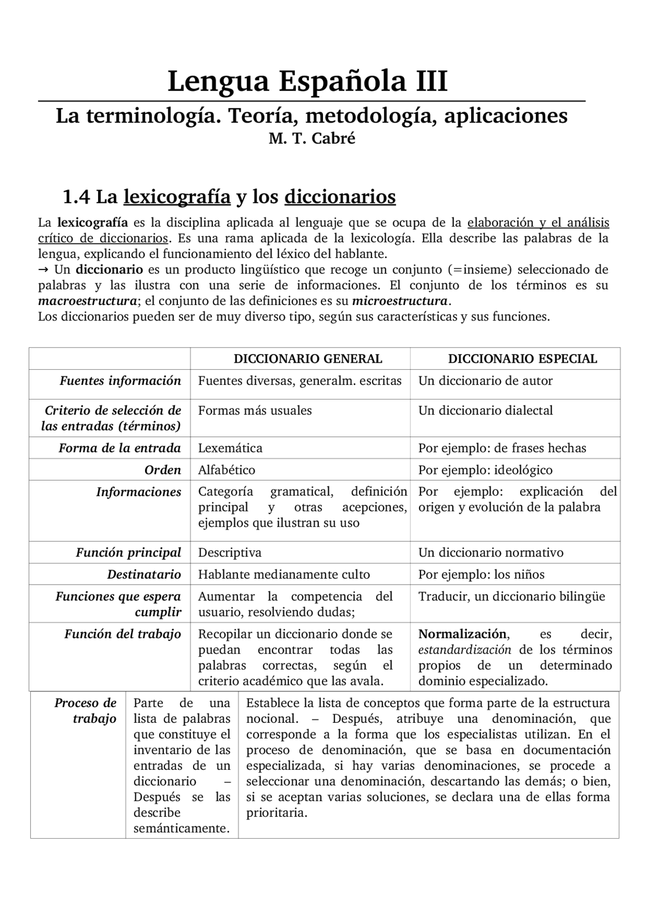La terminología. Teoría, metodología, aplicaciones | Sintesi del corso ...