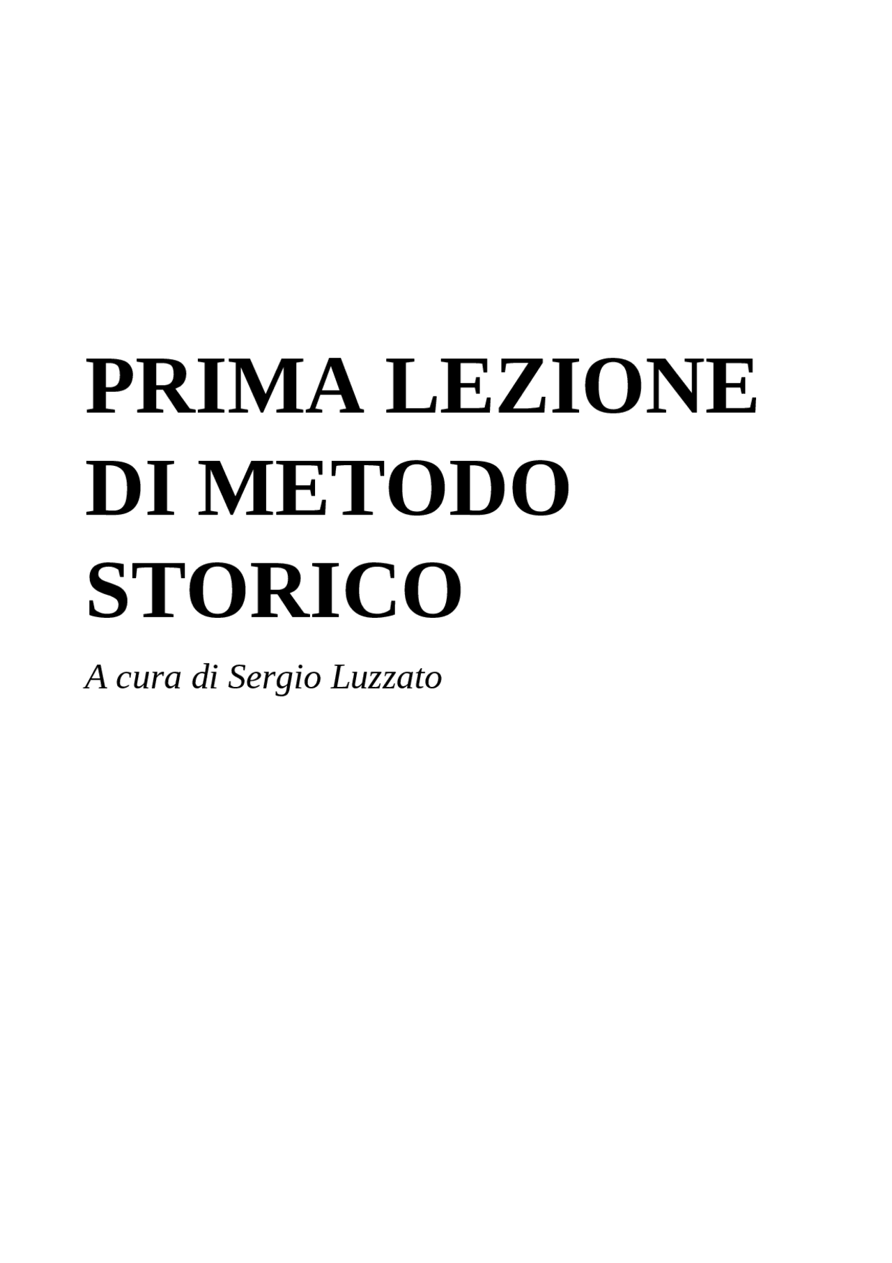 Prima Lezione Di Metodo Storico Luzzato Docsity