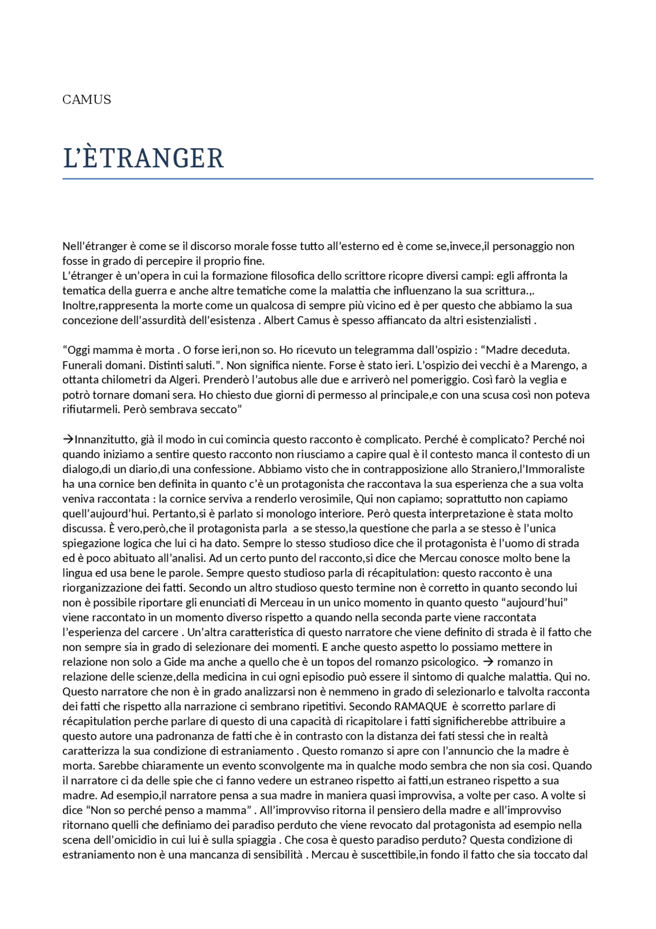 Francese Letteratura Docsity