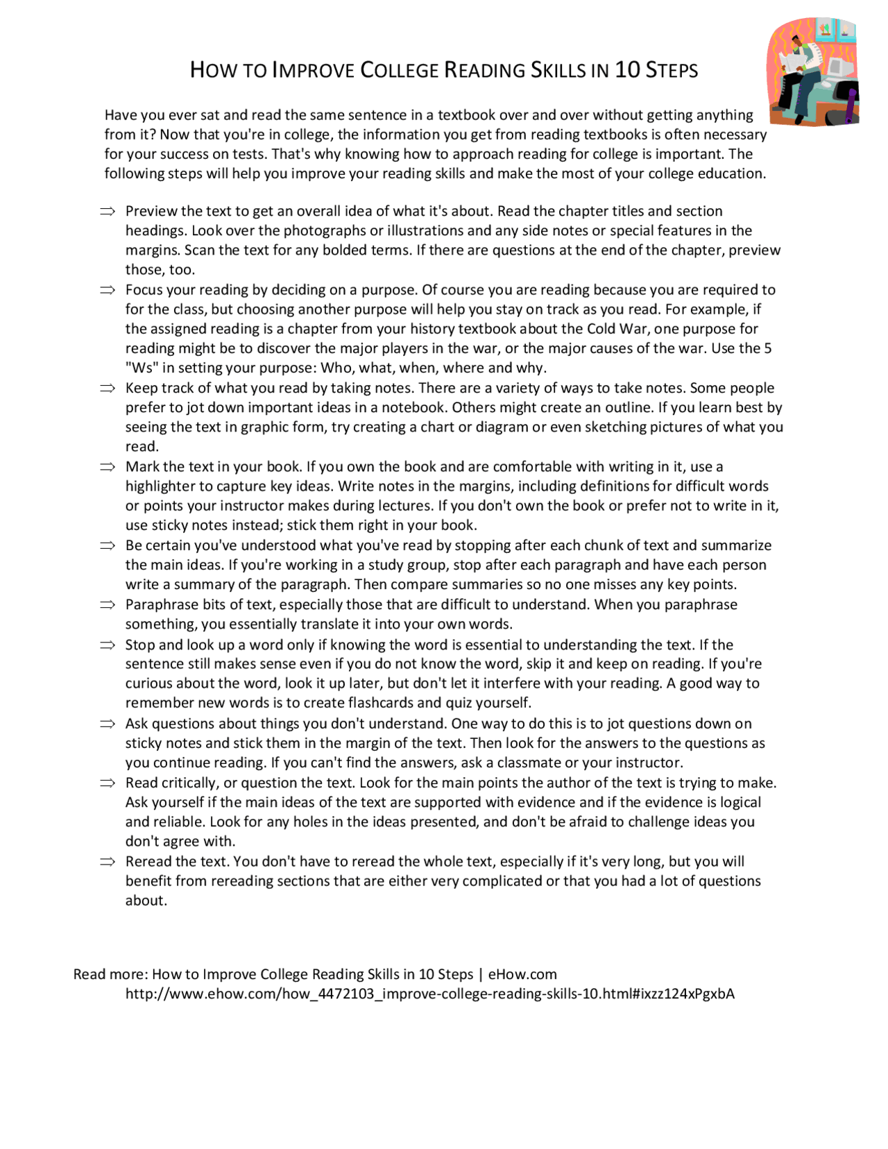 Reading Skills And Way To Improve Your Own Reading Docsity