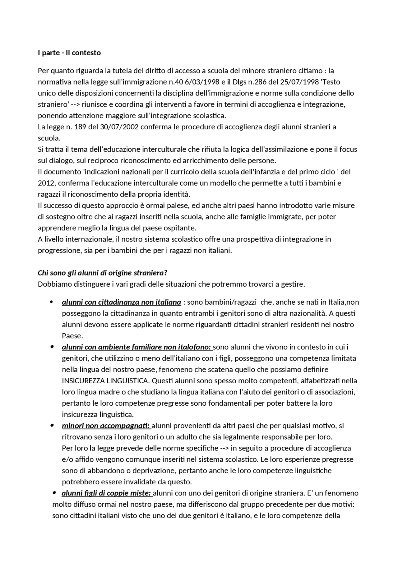 Linee Guida Per Accoglienza Ed Integrazione Per Alunni Stranieri Docsity