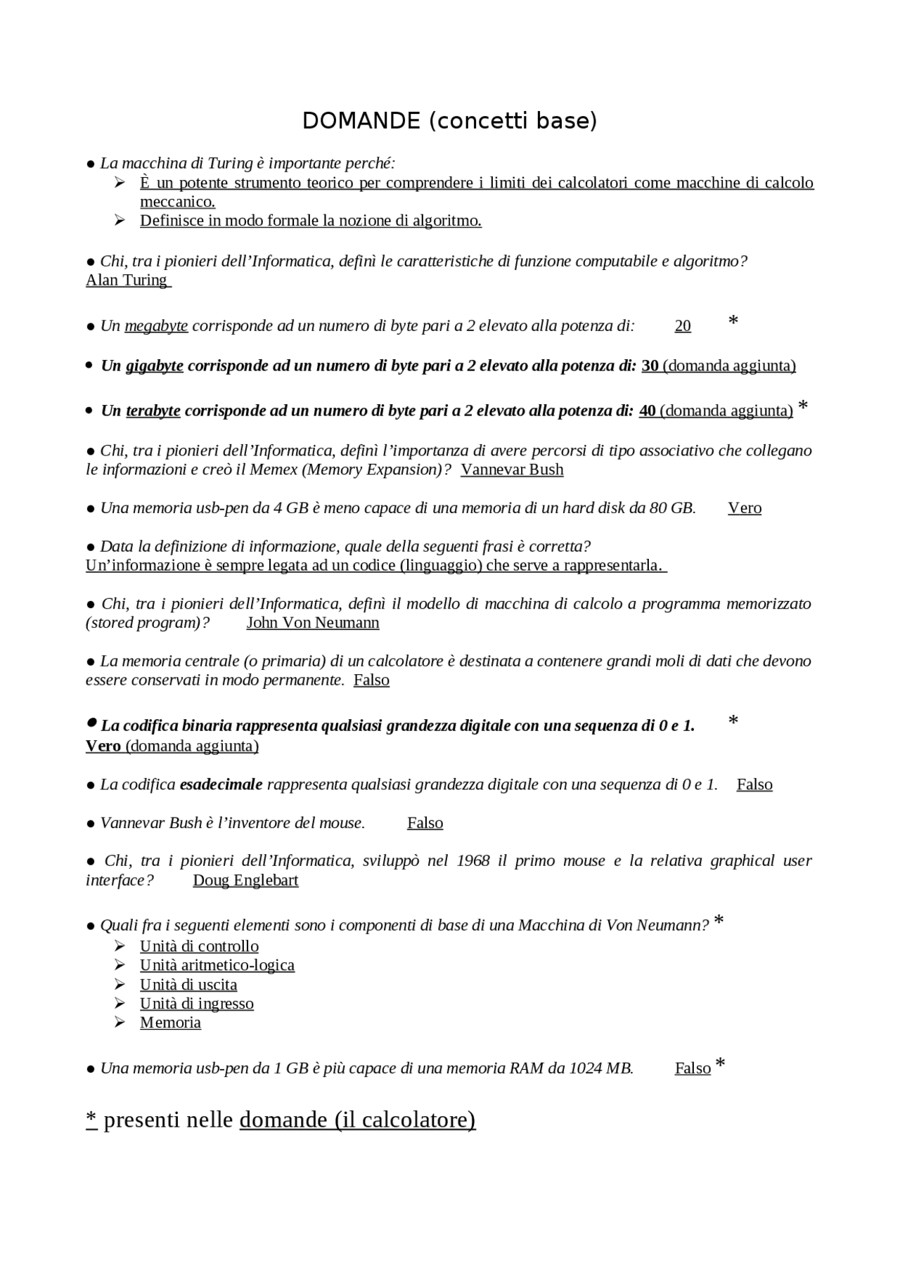 Test Dinformatica Parte Teorica Risposte Ai Test Docsity