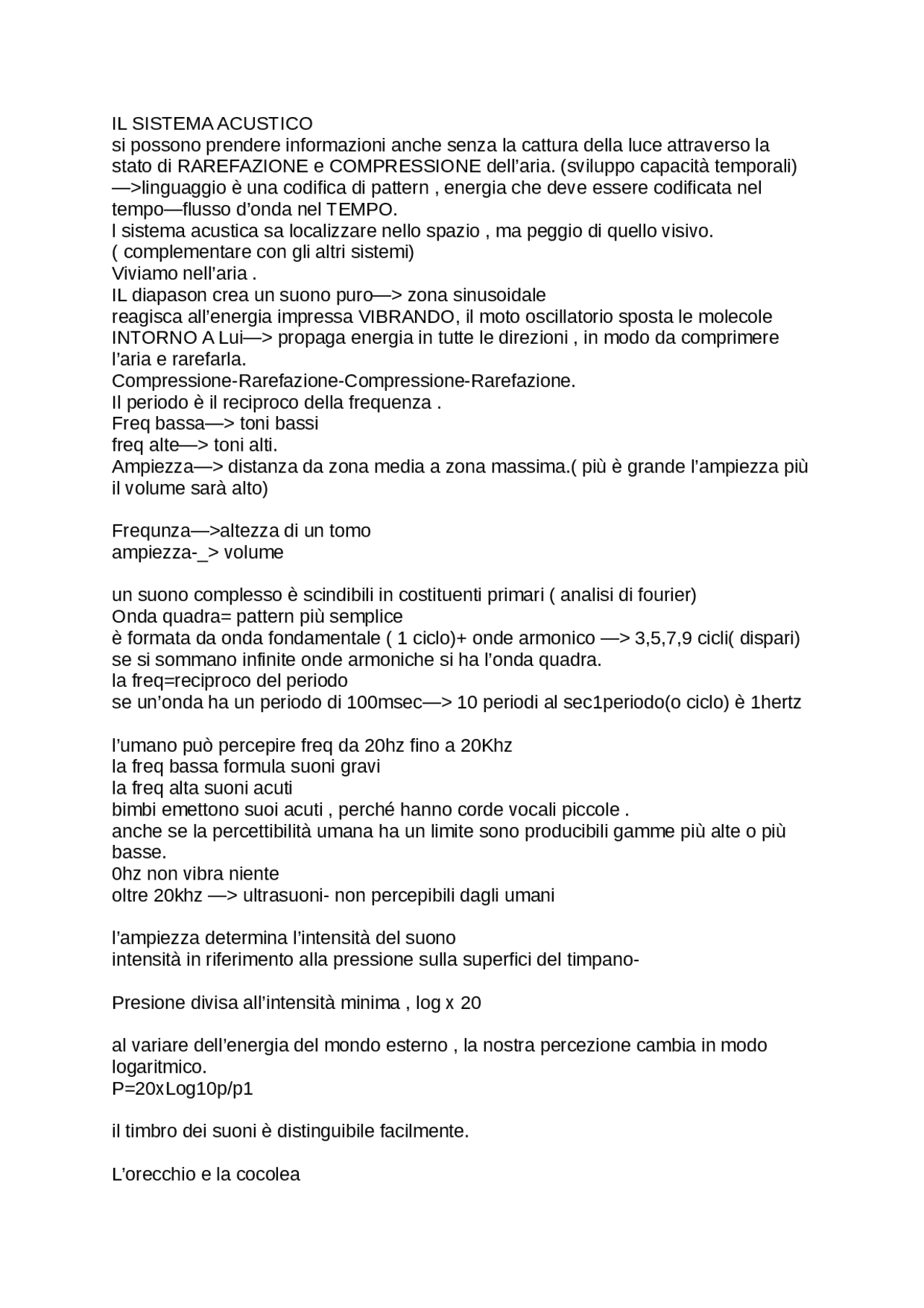 Sistema acustico secondo modulo - Docsity