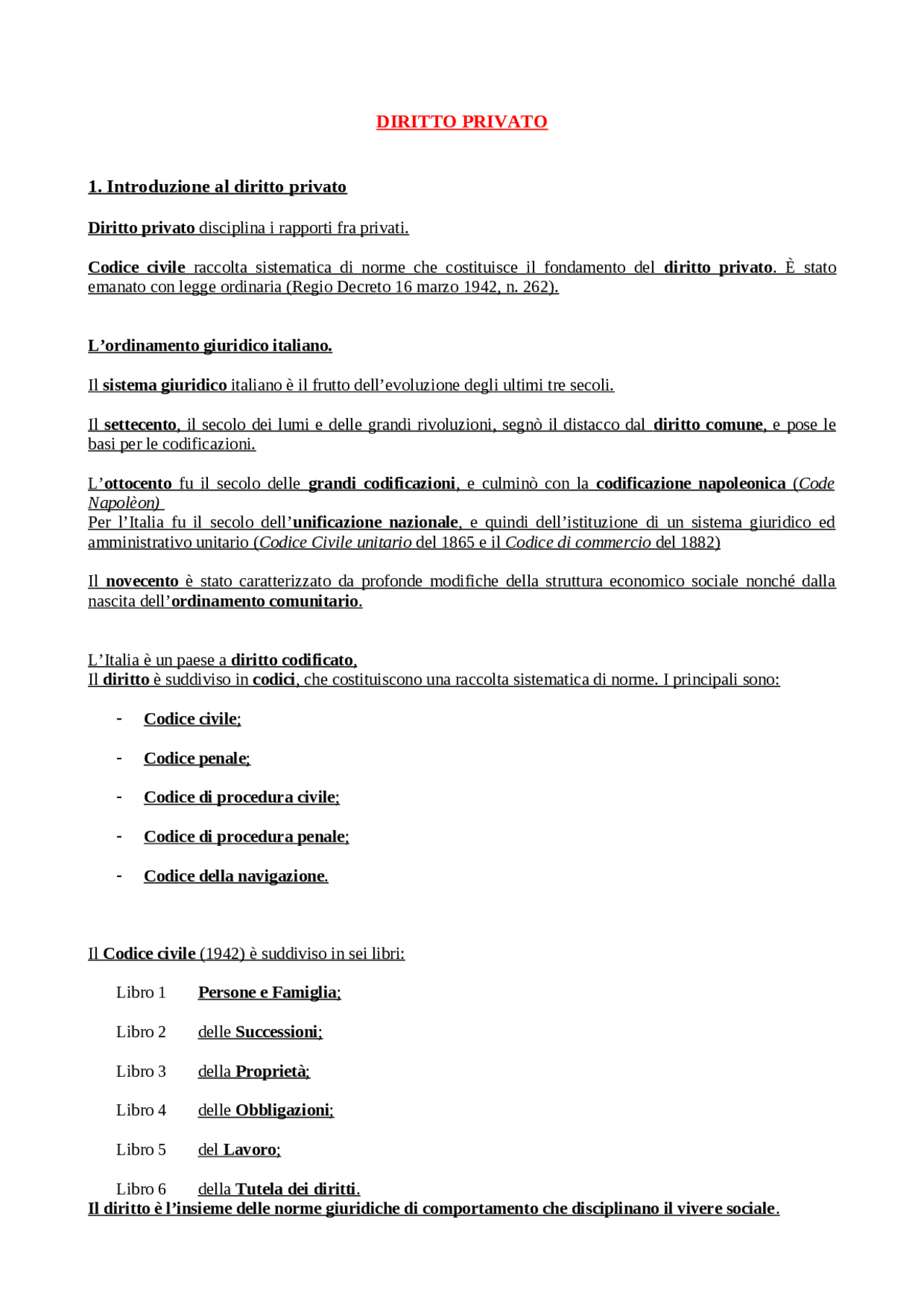 Schemi riepilogativi per esame di diritto privato - Docsity