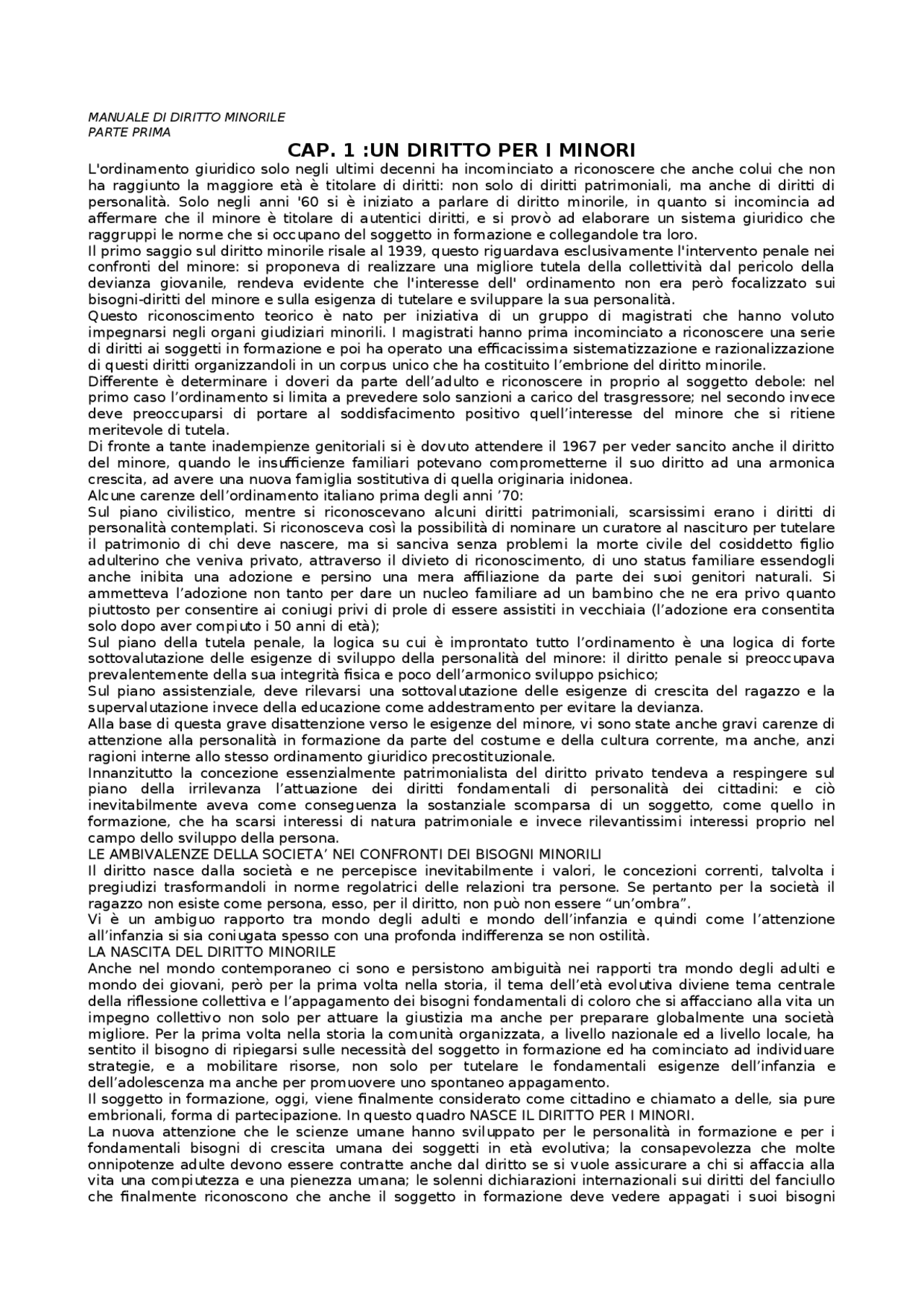 Manuale Di Diritto Minorile Docsity