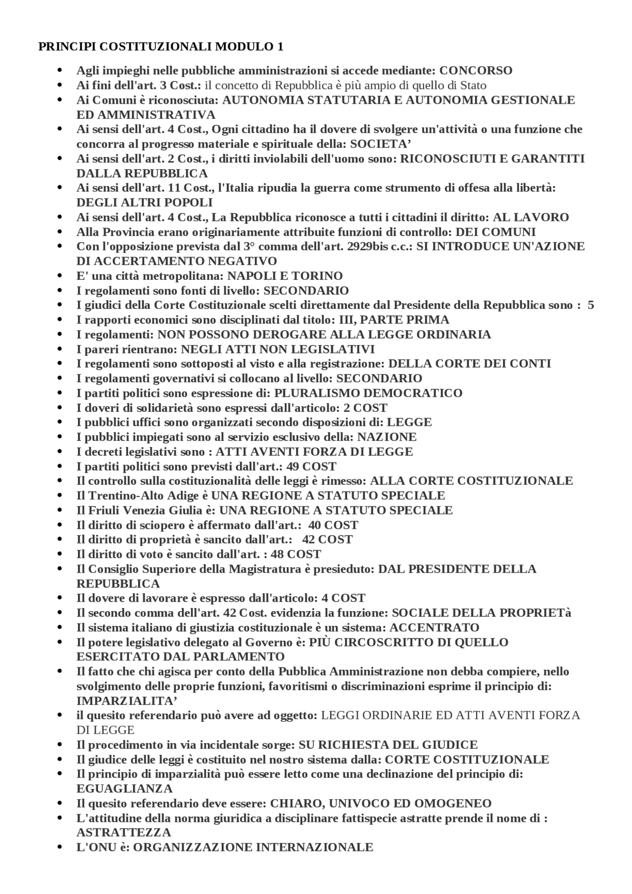 Principi Costituzionali Docsity