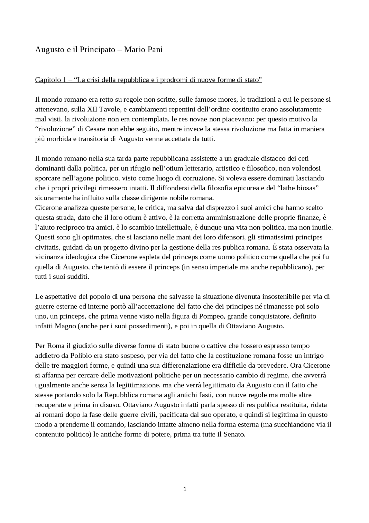 Augusto E Il Principato Docsity