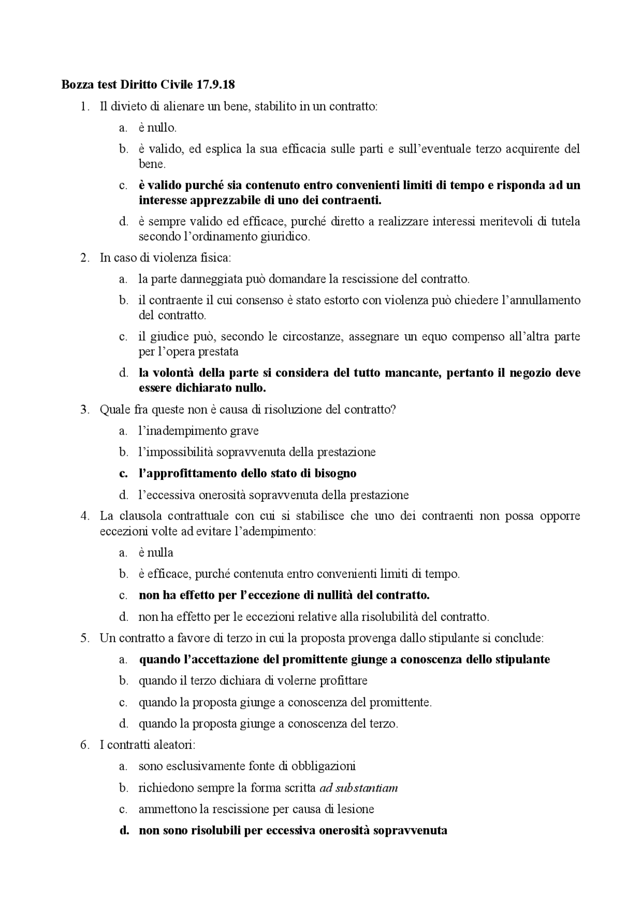 Test Esame Diritto Civile Prove Desame Di Diritto Civile Docsity