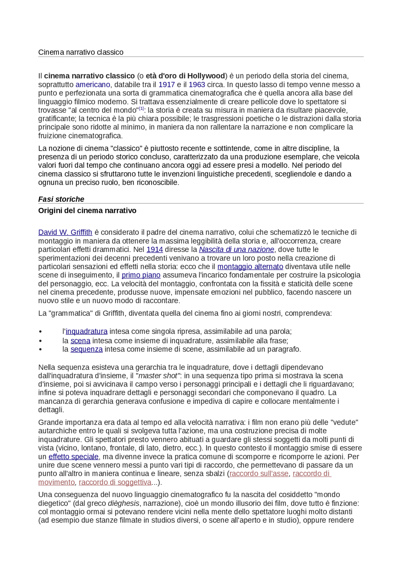 Cinema Narrativo Classico Docsity