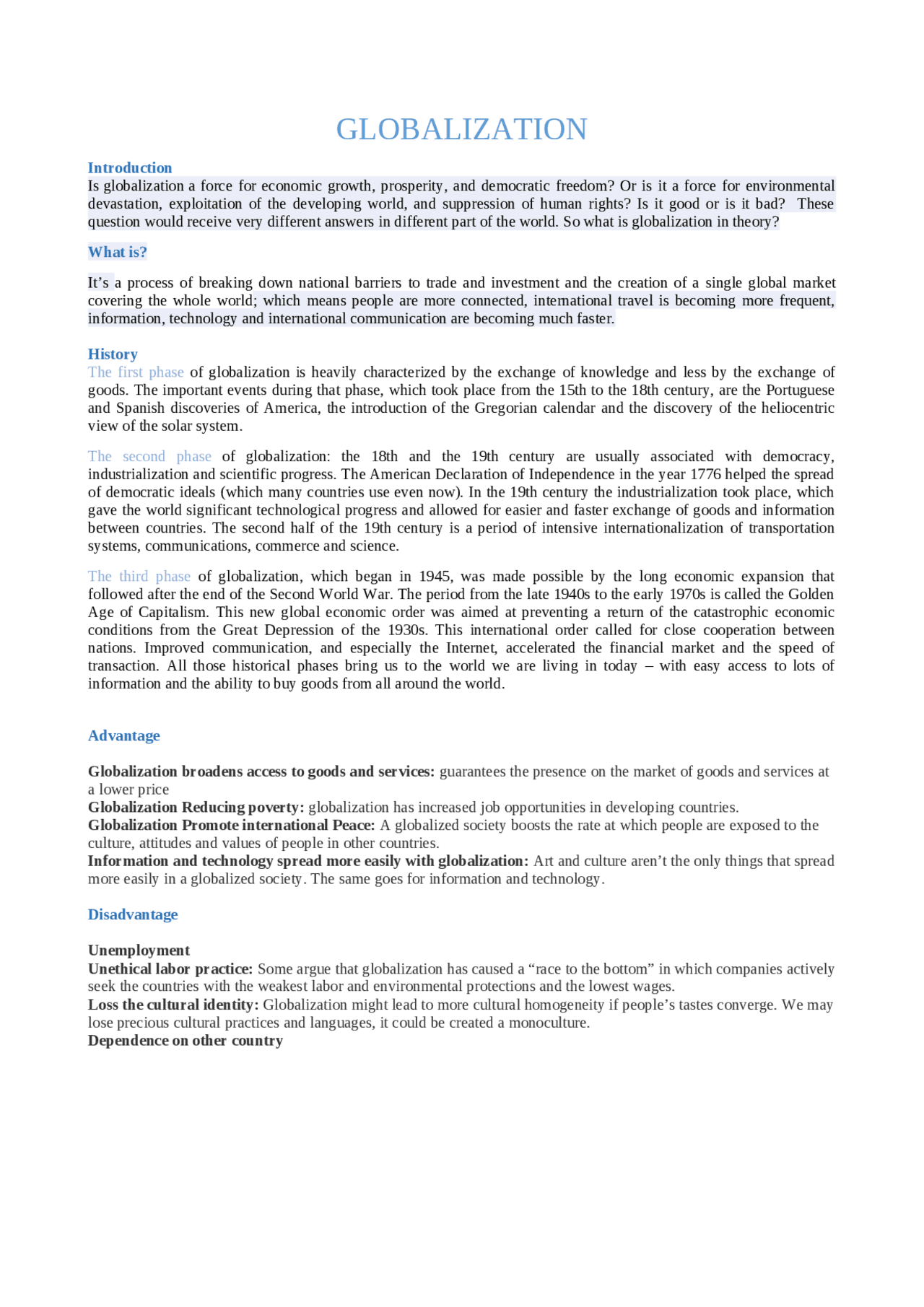 What Is Globalization Docsity