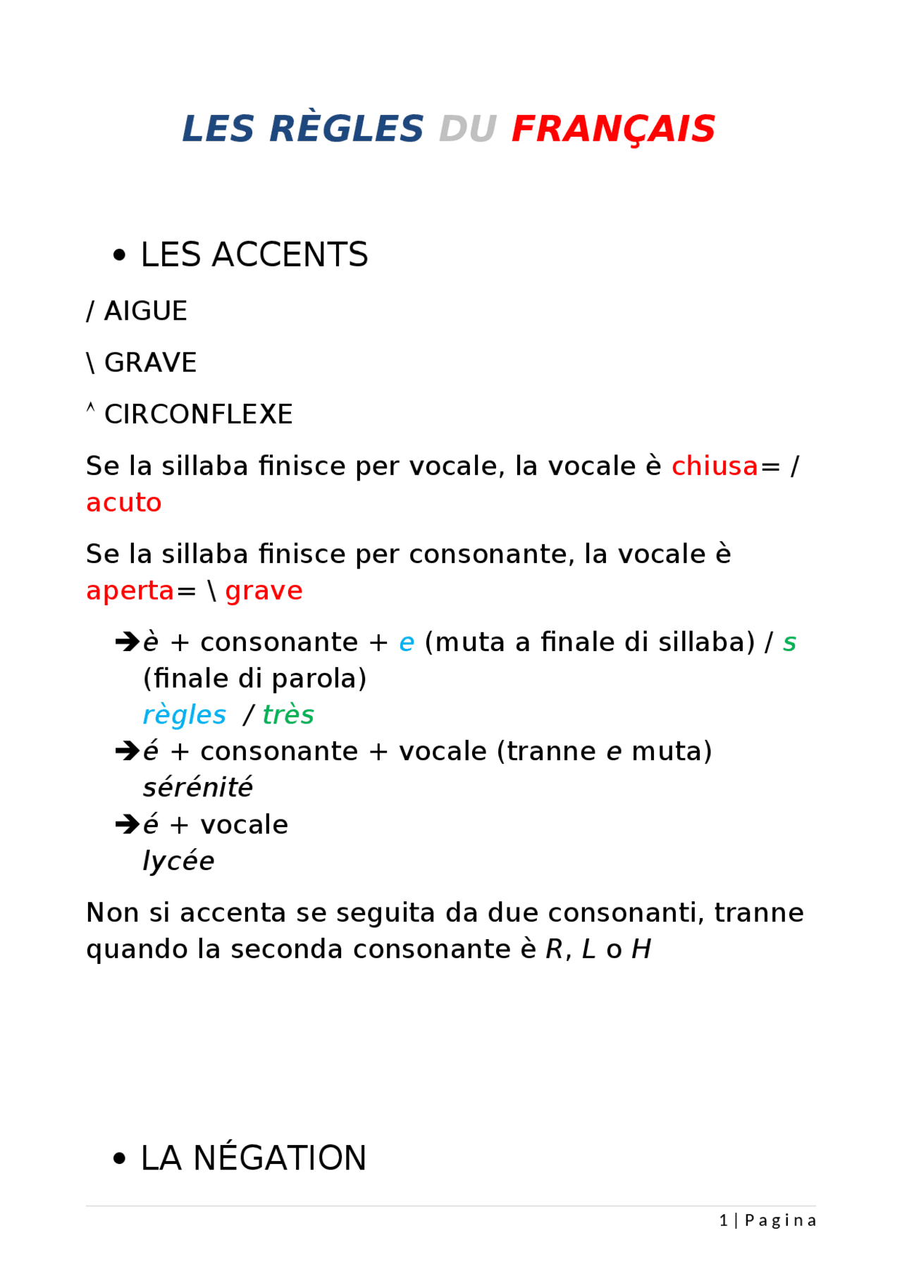 Regole Grammaticali Francese I Docsity