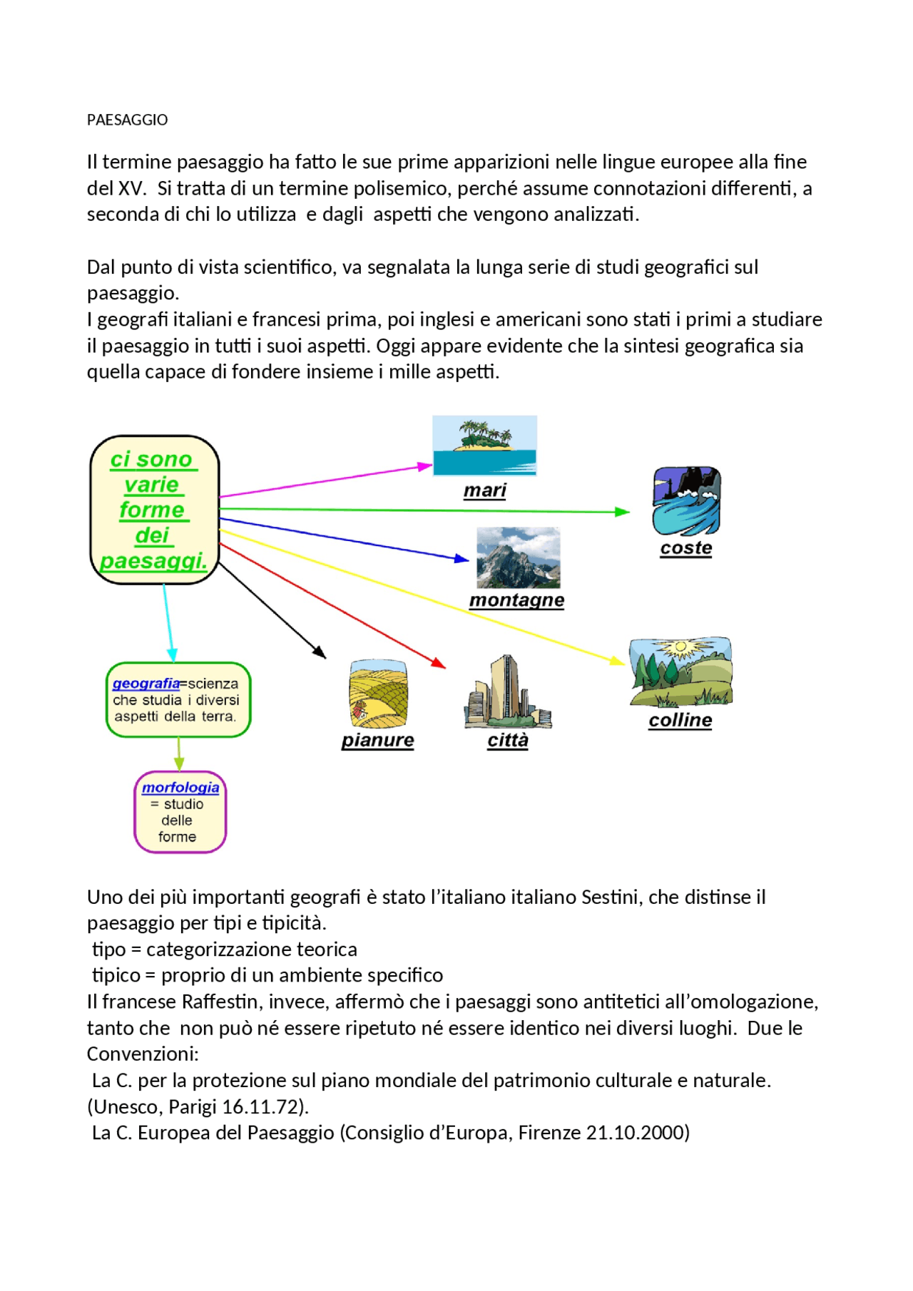 Paesaggio Documento Geografia Umana Docsity