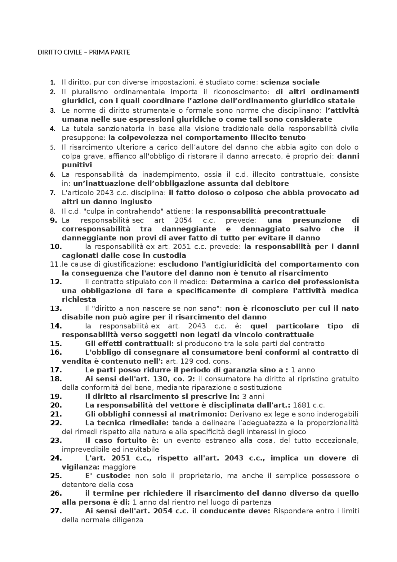 Domande E Risposte Esame Diritto Civile Modulo 1 Università Pegaso