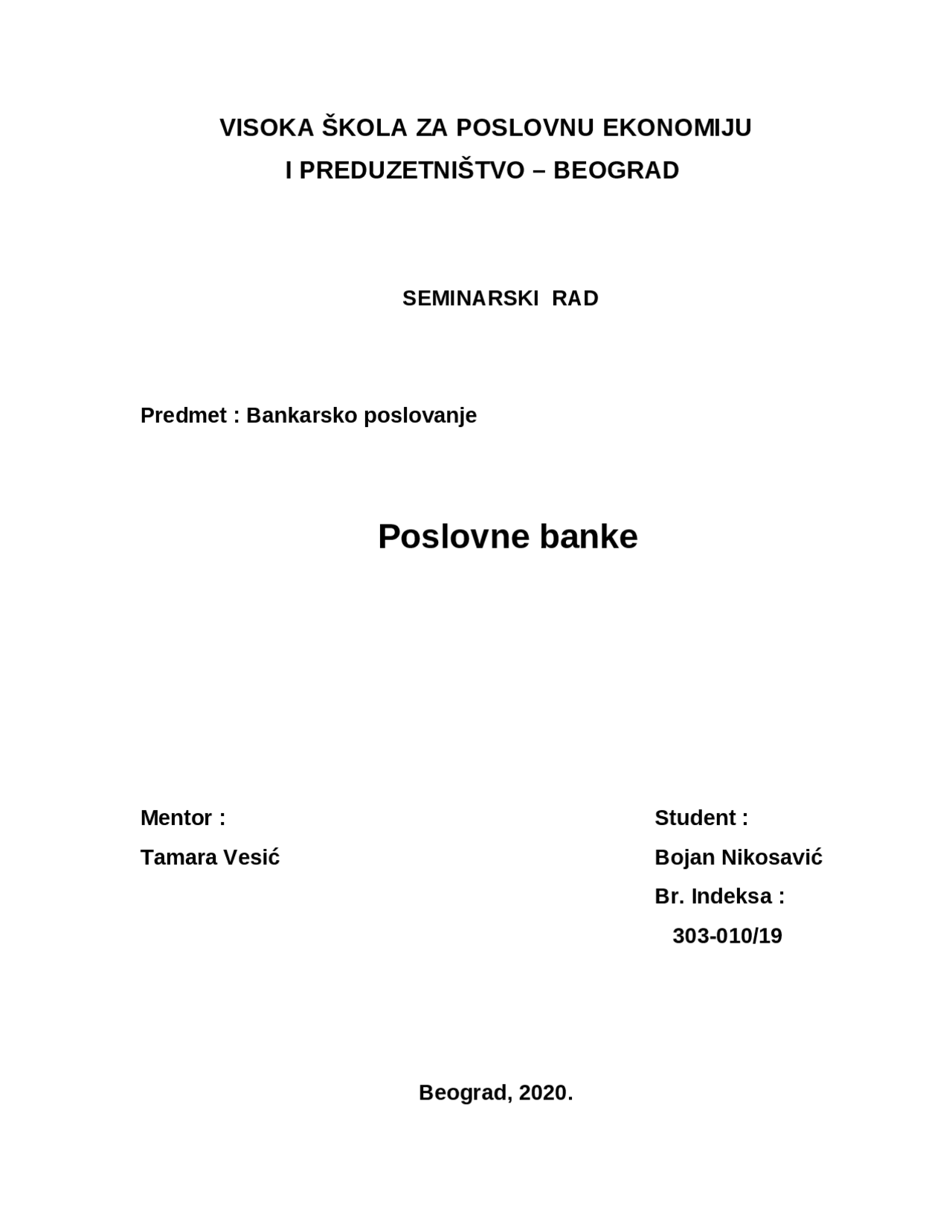 Poslovne Banke I Razvoj Bankarstva Skripte Predlog Bankarstvo I