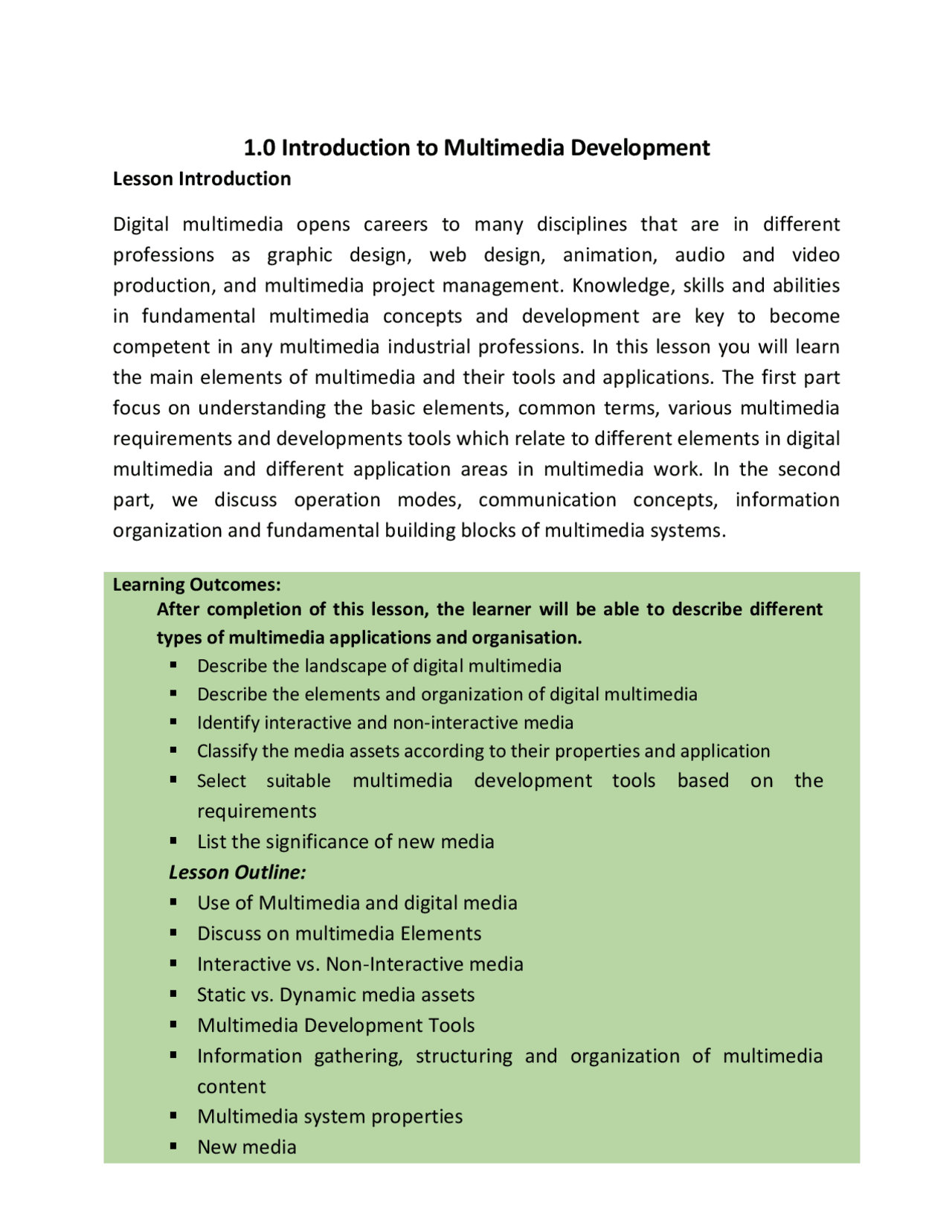 Multimedia Development Lecture Notes Multimedia Applications Docsity