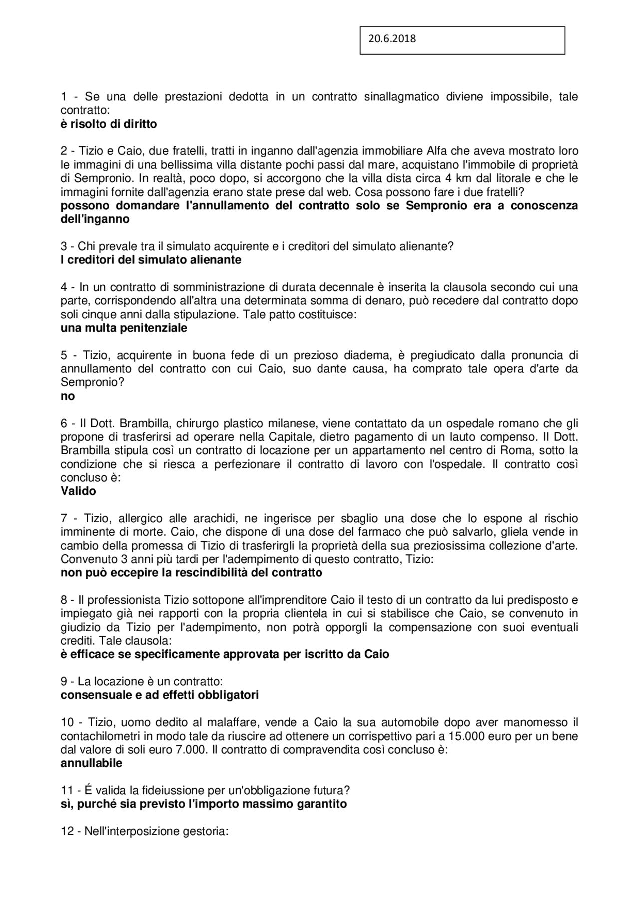 Test Esame Diritto Civile Docsity