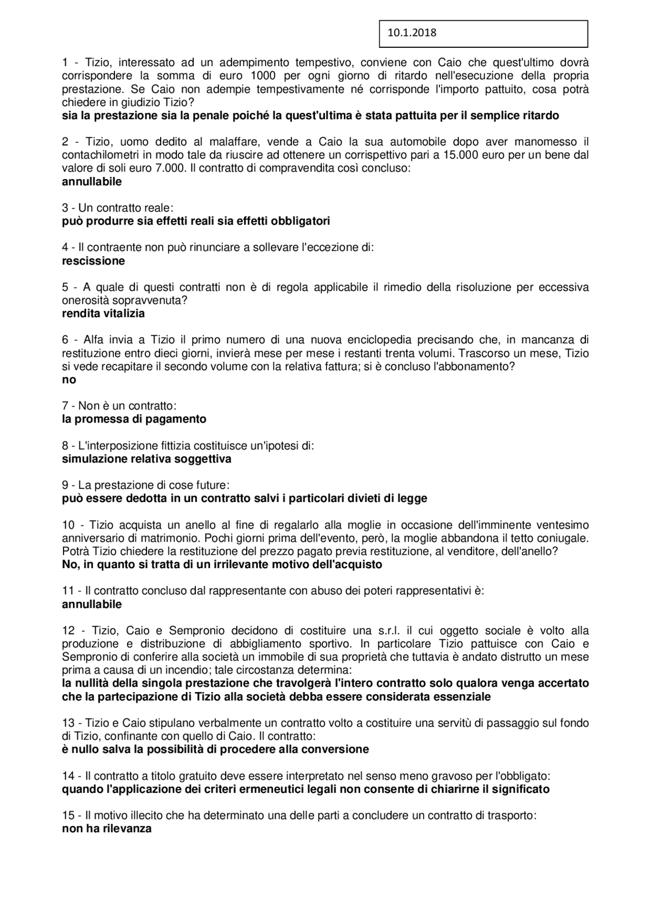 Test Esame Diritto Civile Prove Desame Di Diritto Civile Docsity